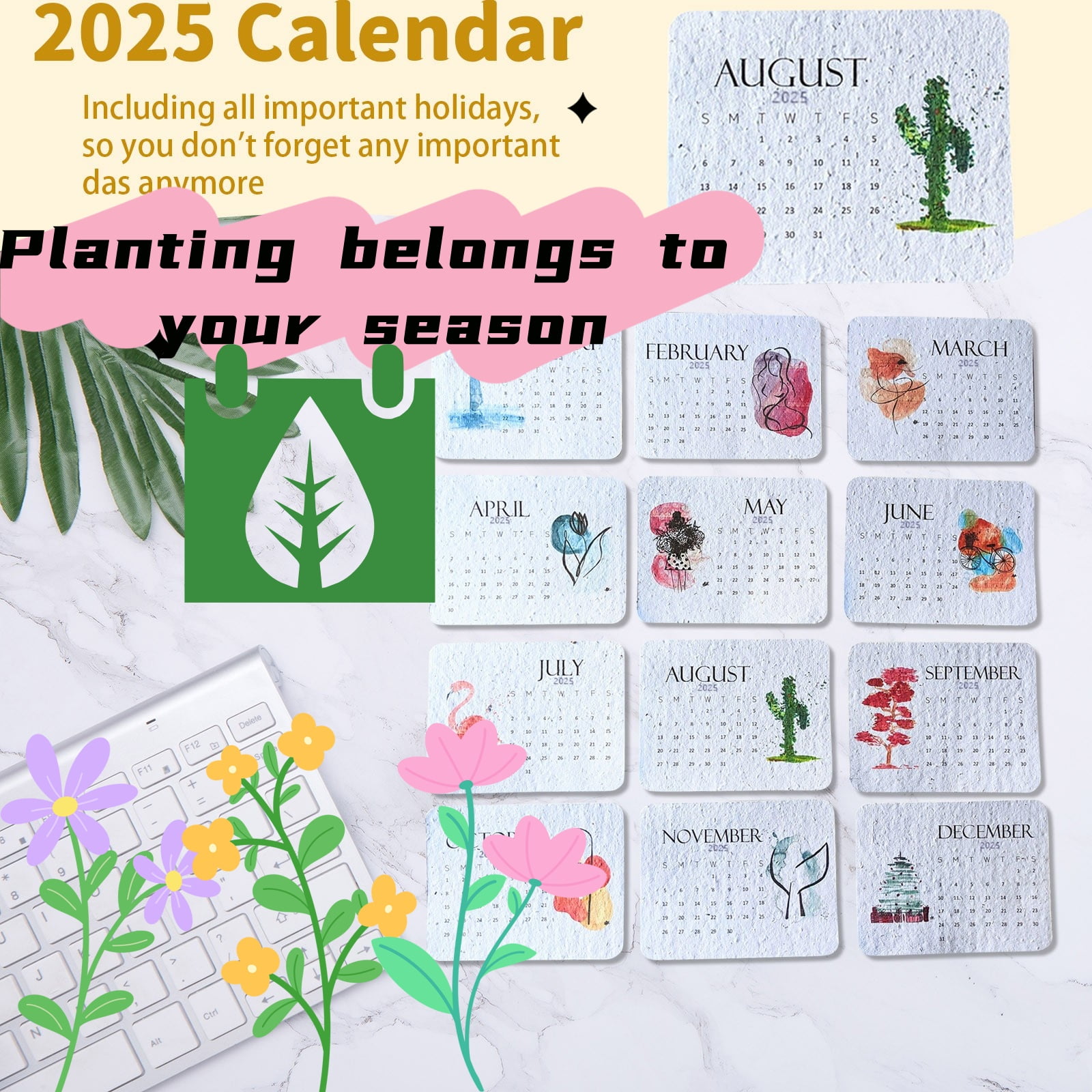 Plantable Seed Ctrlg Calendar 2025 From January 2025 To December 2025