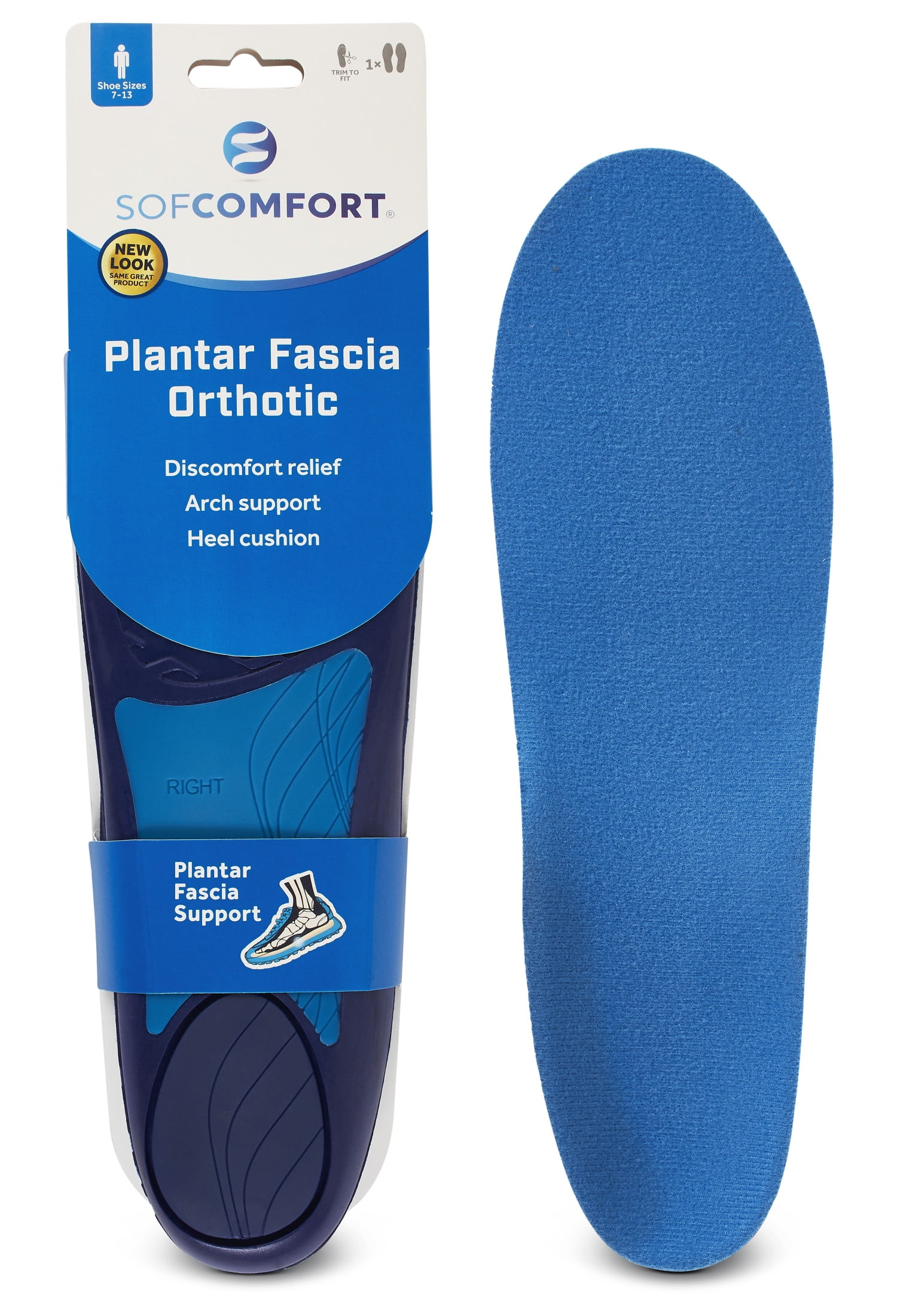 Sof Comfort Plantar Fascia Orthotic Men's Foam Insole Size 8-13, Trim ...
