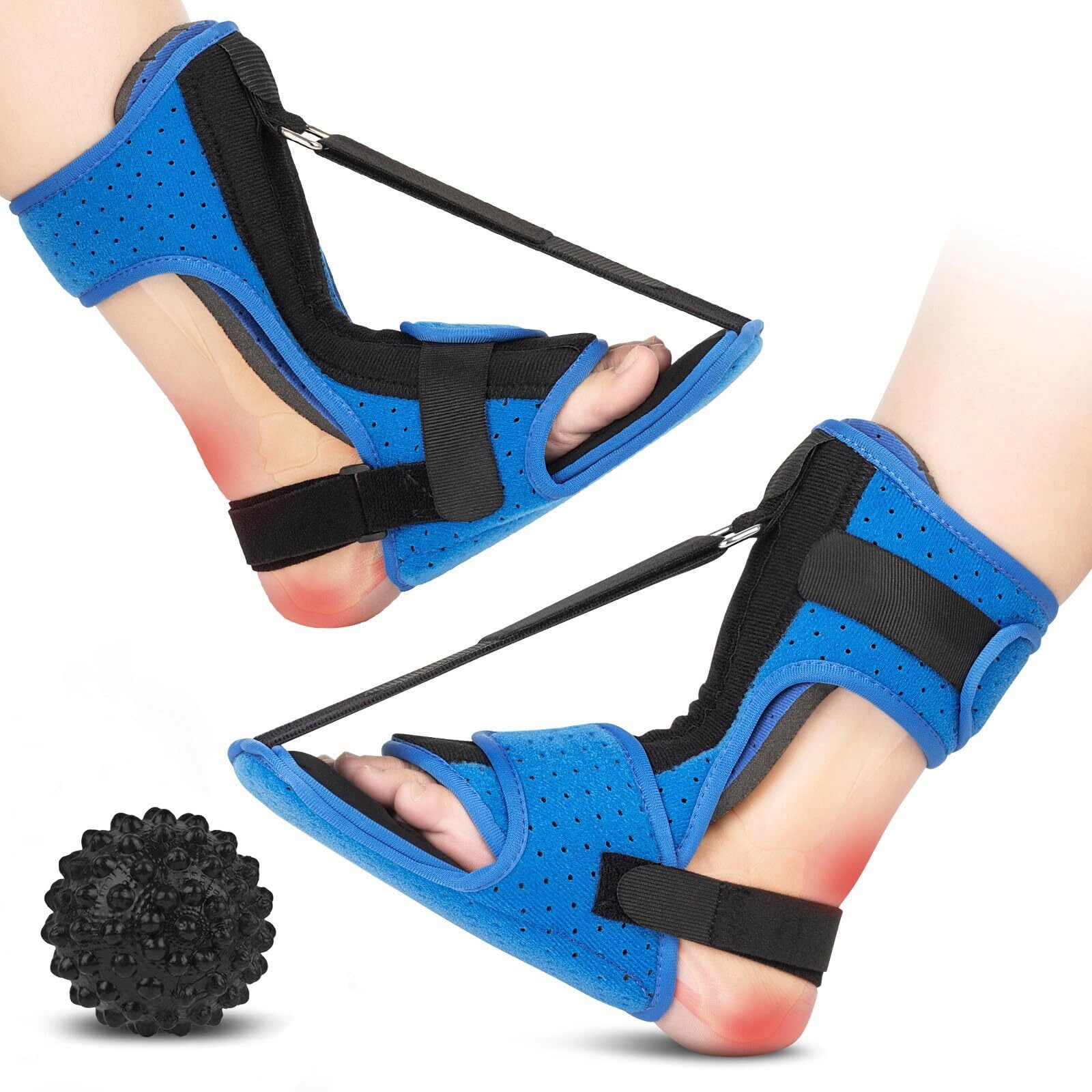 Plantar Fasciitis Night Splint with Massage Ball for Plantar Fasciitis Relief, Comfortable ...