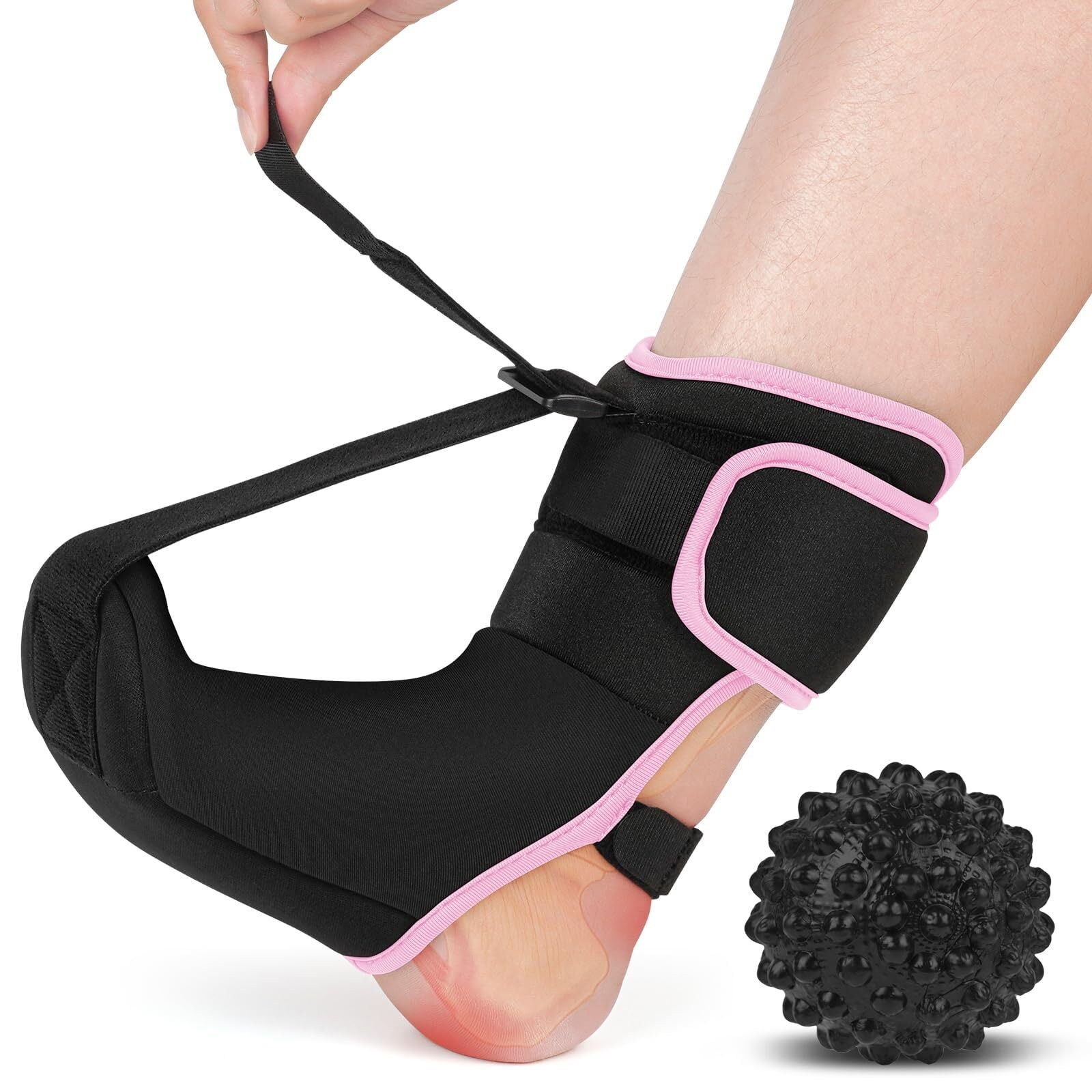 Plantar Fasciitis Night Splint Sock with Massage Ball for Tension Relief, Alleviate Pain from ...