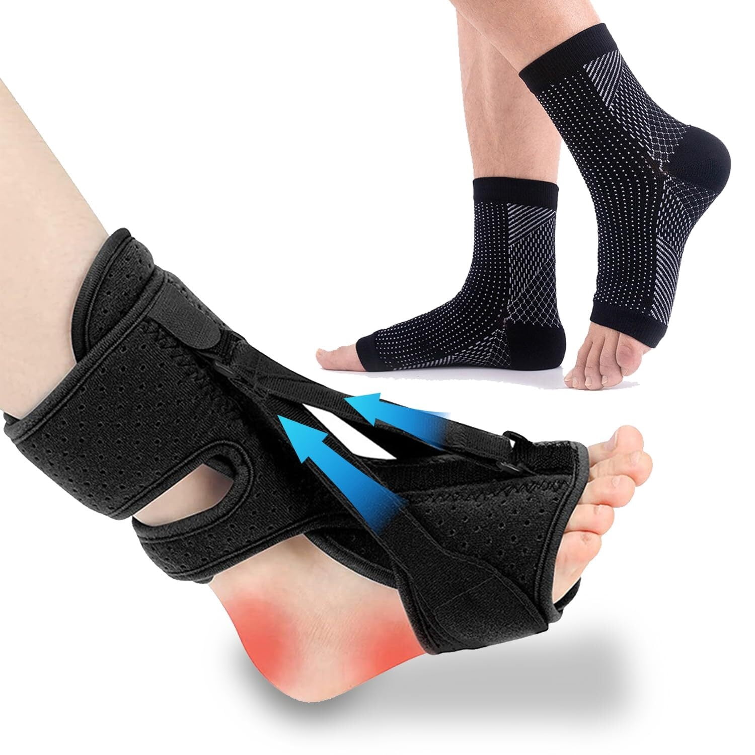 Plantar Fasciitis Night Splint,Upgrade 3 Adjustable Plantar Fasciitis ...
