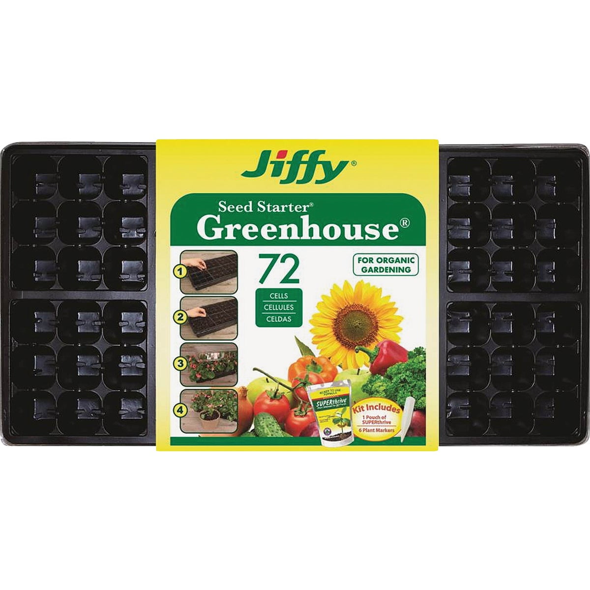 Jiffy 72-Cell Seed Starter Kit with Superthrive T72HST-14 - Walmart.com