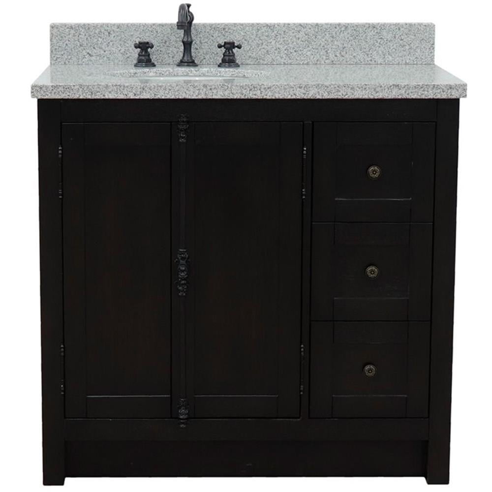 Plantation Solid Wood Vanity with Left Oval Sink in Brown/Gray Granite ...