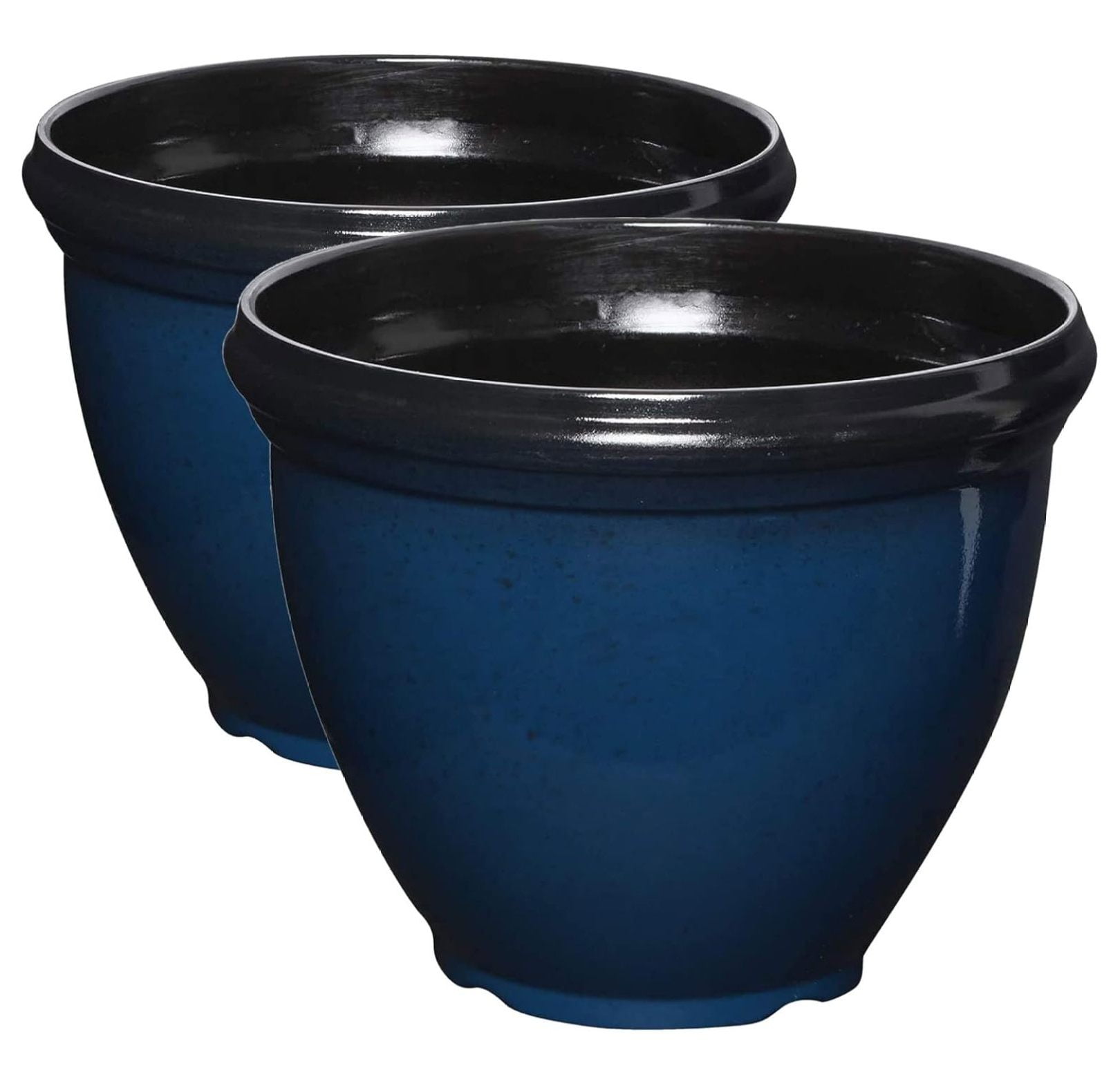 Planter, 12-Inch Outdoor Round Planter Pot, Light Resin Pot for Porch ...