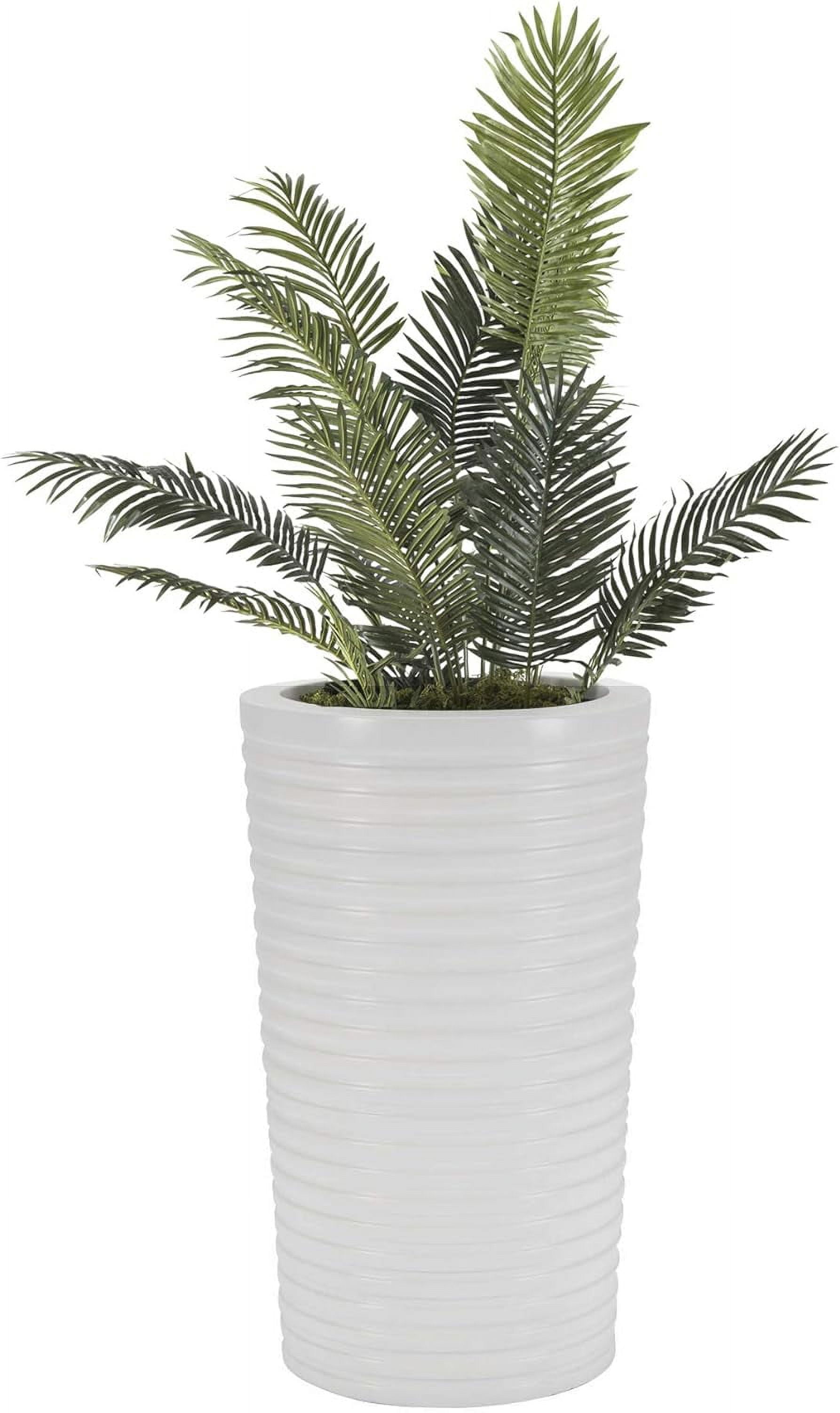 Planter - 16" Diam x 28" Ht - Tall White Fiberglass Plant Container ...
