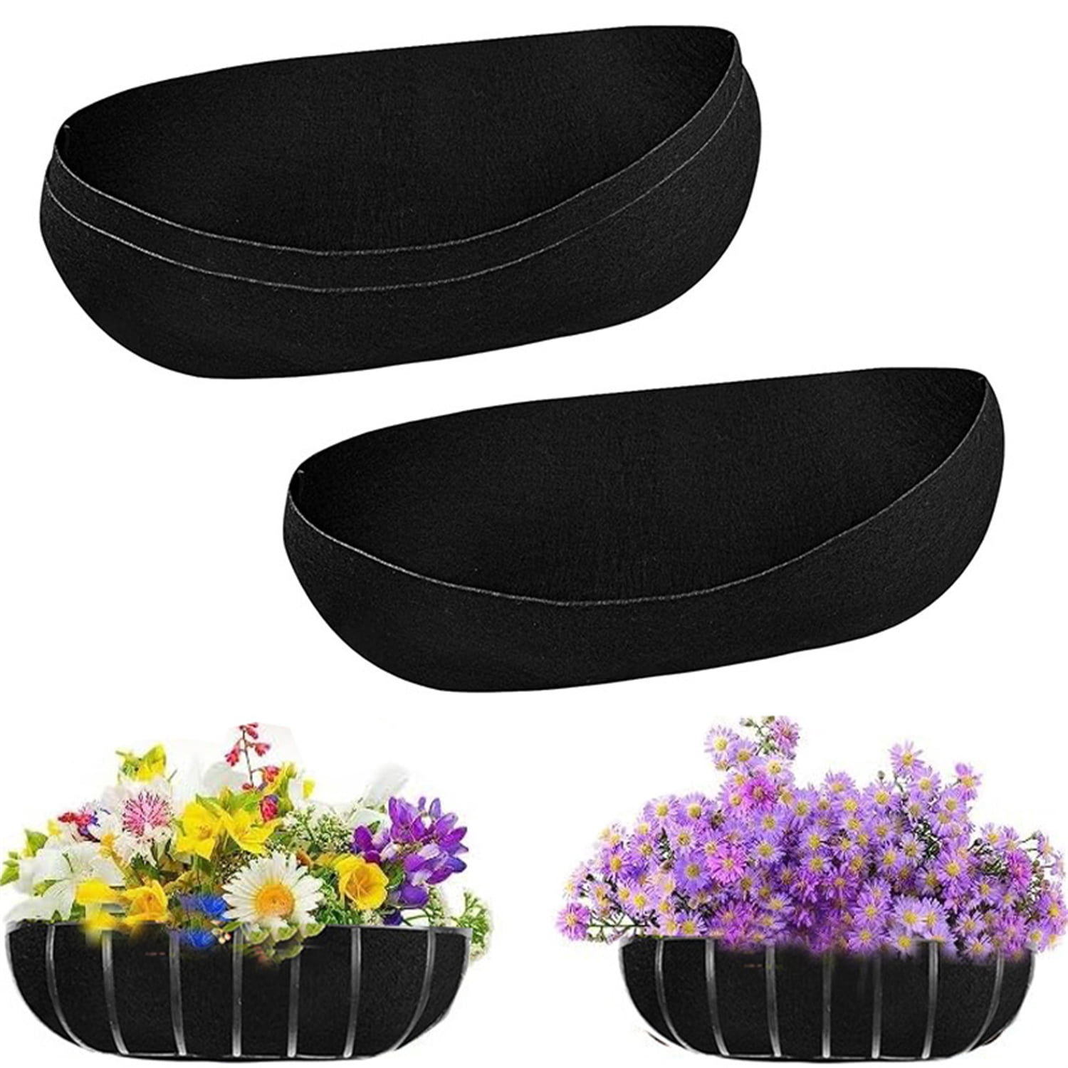 Planter Basket Liners,Bexikou 3 Pcs 24 Inch Fabric Window Box Liners ...