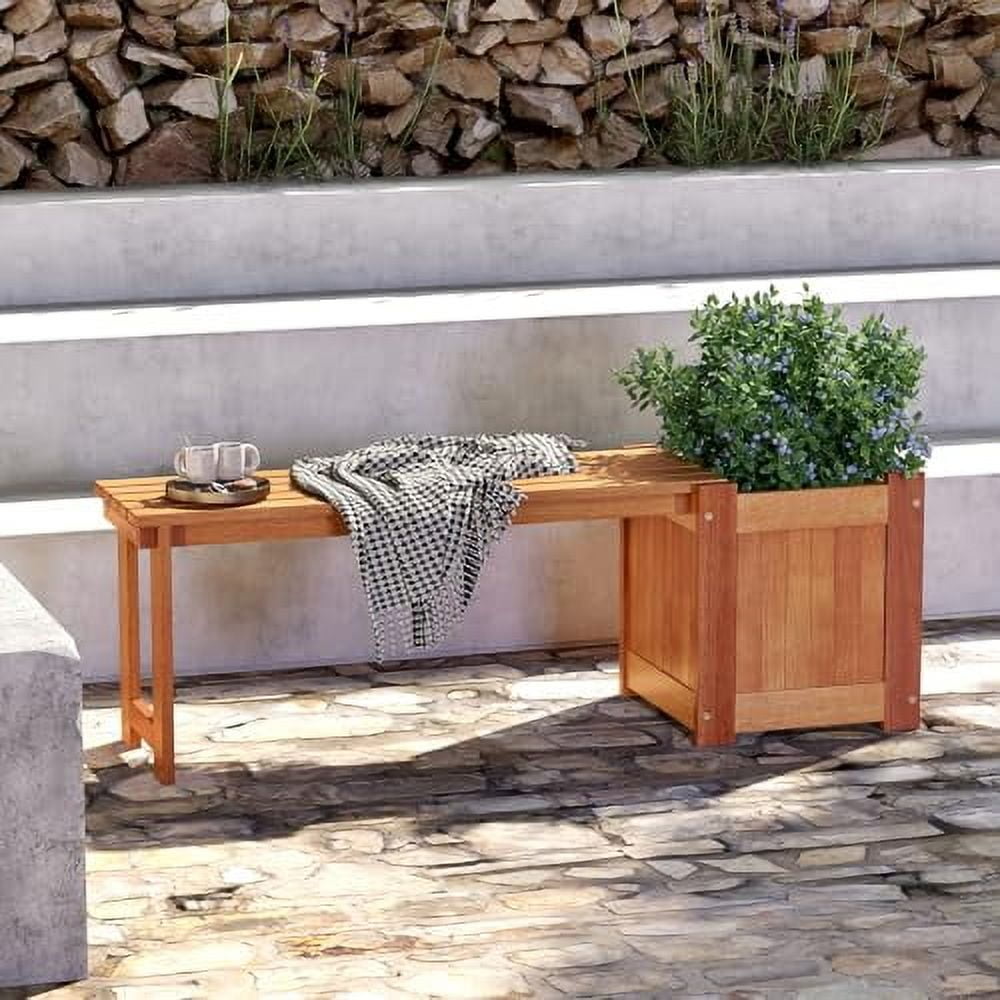 with Planter Box, 2 in 1 Wooden Flower Box Kit with Seat, Open-Ended ...