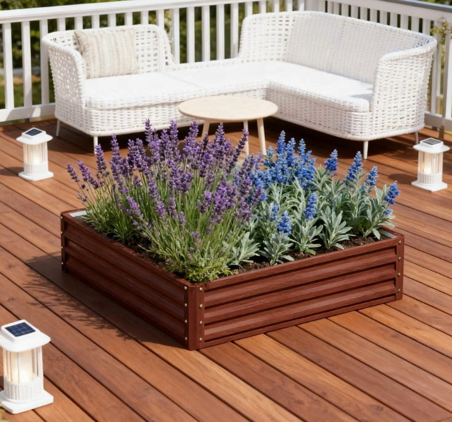 Planter Box, Metal Galvanized Raised Garden Bed for Growing Vegetables ...