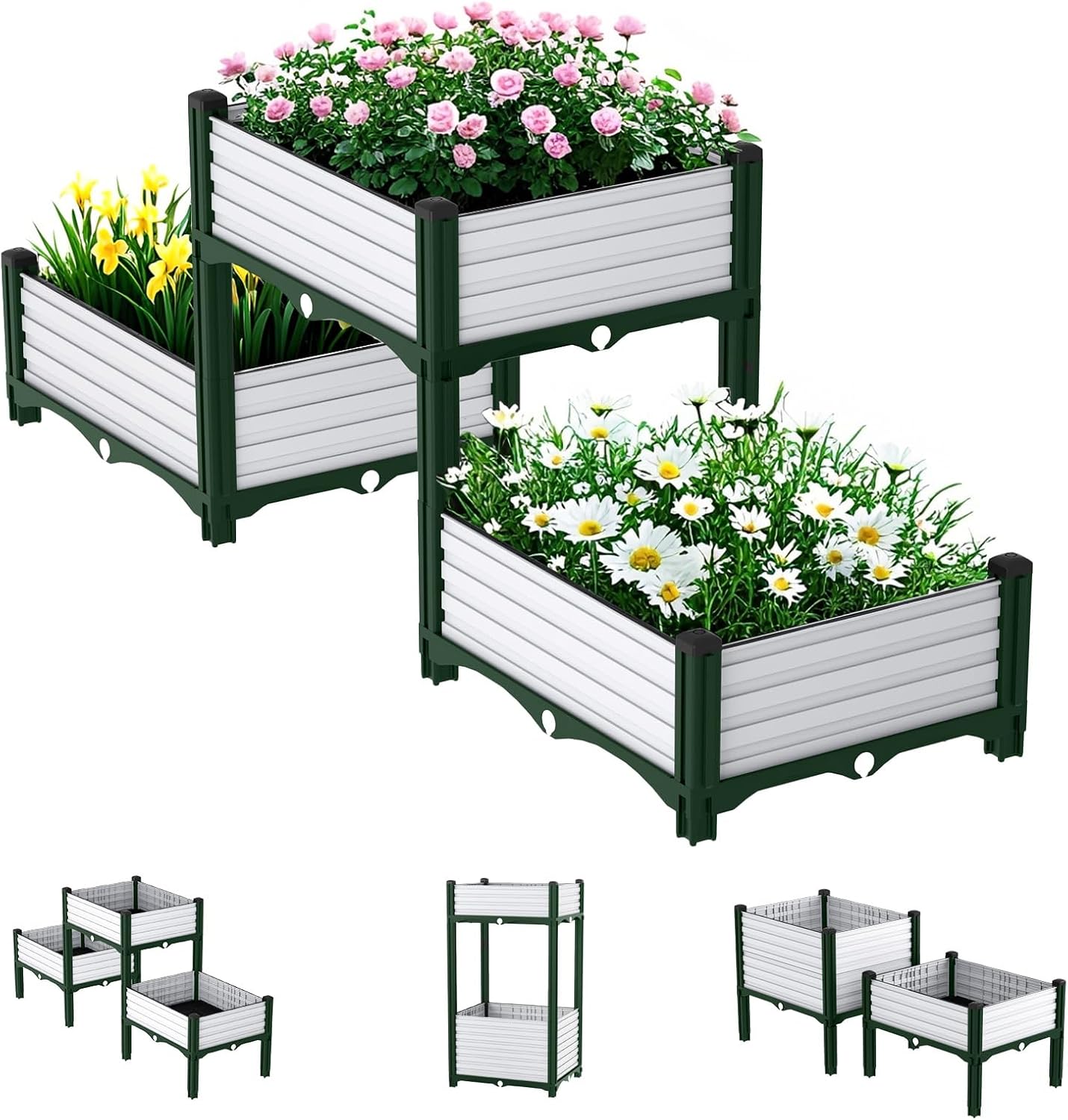 Planter Box Raised Garden Bed with Reinforced Support Rods, Drainage ...