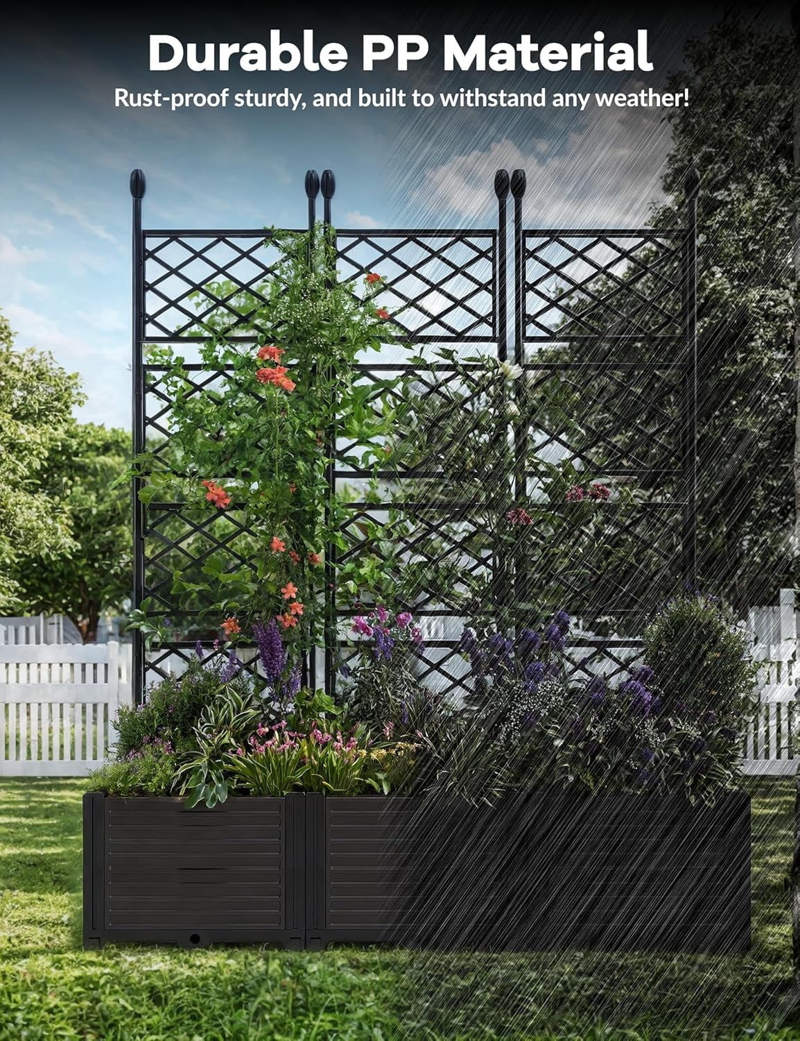Planter Box Trellis,Large Outdoor Raised Garden Bed with Trellis ...