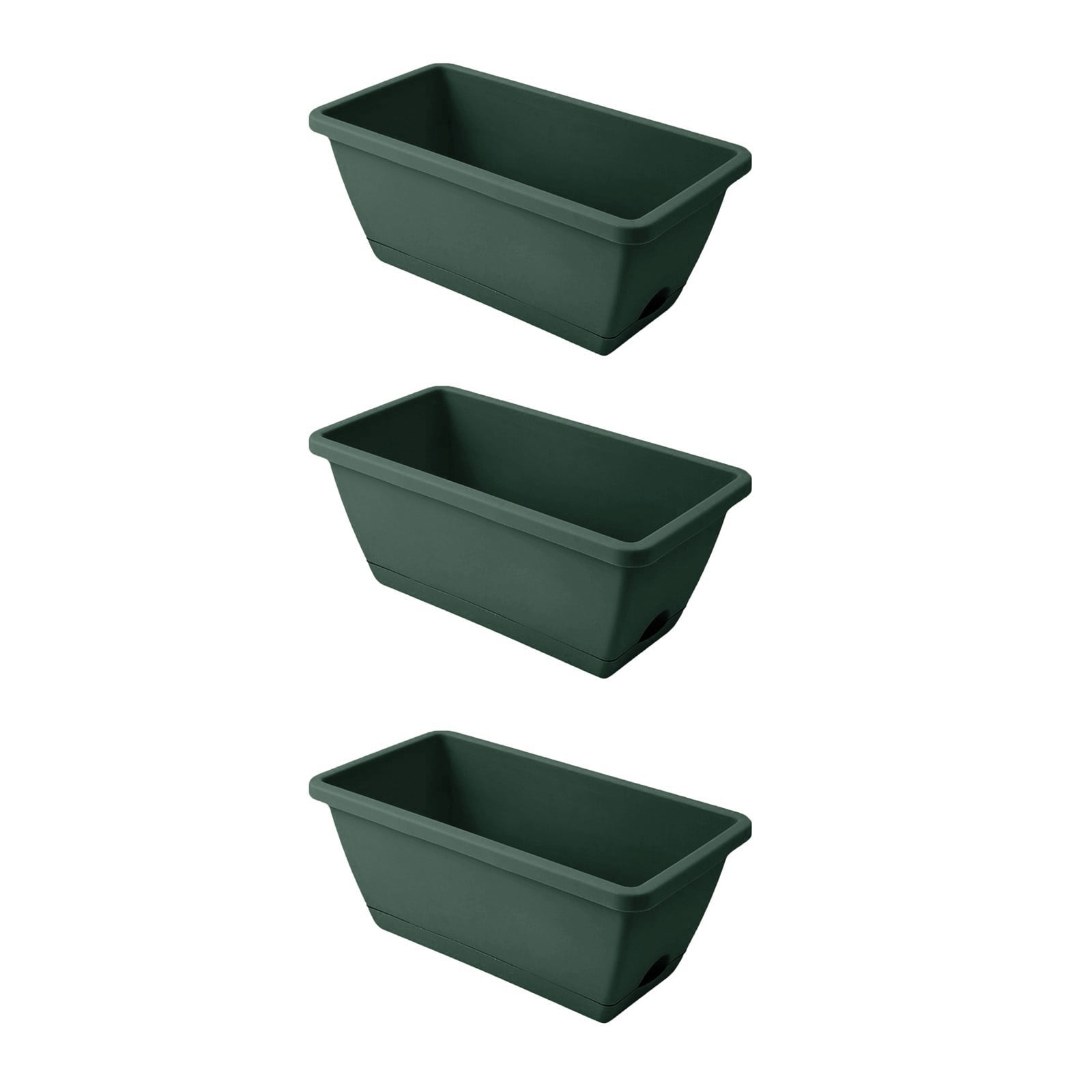 Planter Boxes Outdoor Flower Pots, 3 Pack Plastic Rectangular Planter ...