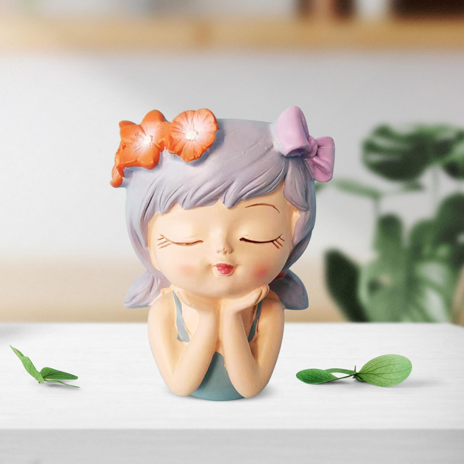 Planter Pot Girl Face Planters, Flowerpot Figurine Desk Vase Pen Holder ...
