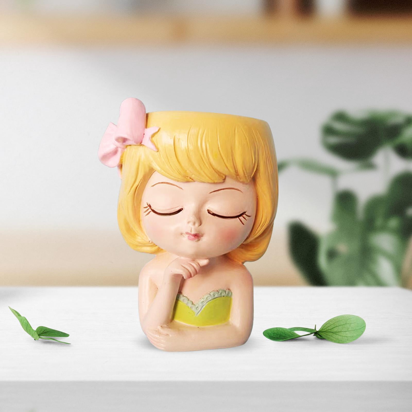 Planter Pot Girl Face Planters, Flowerpot Figurine Desk Vase Pen Holder ...