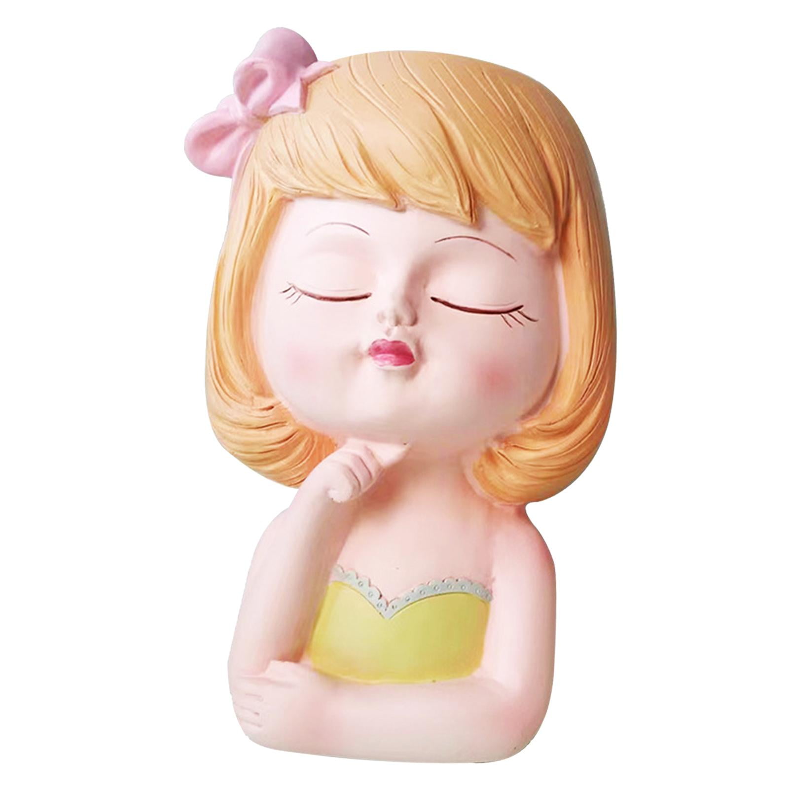 Planter Pot Girl Face Planters, Flowerpot Figurine Desk Vase Pen Holder ...