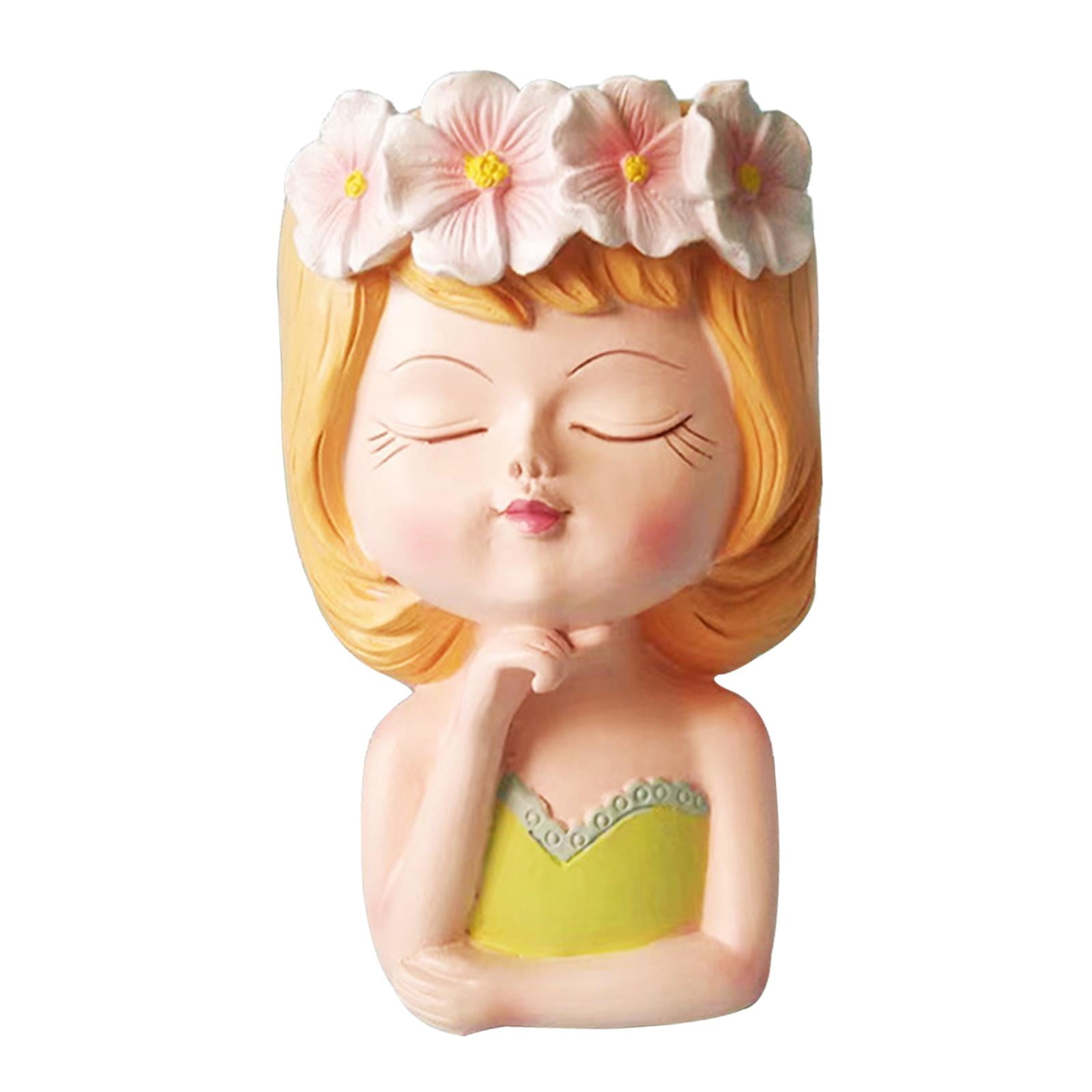 Planter Pot Girl Face Planters, Flowerpot Figurine Desk Vase Pen Holder ...
