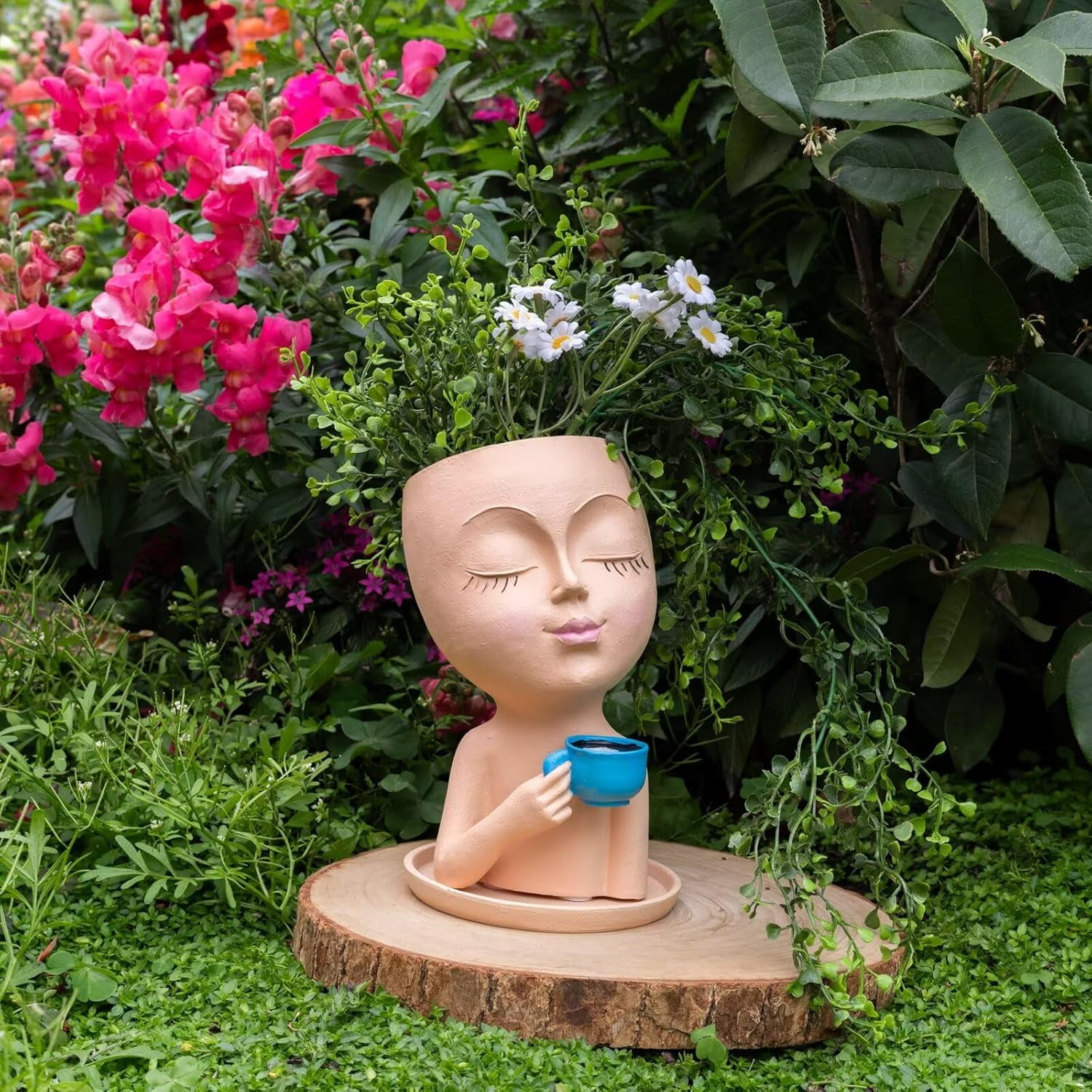 Planter Pot Planters, Cute Girl Faces Pot, Bust Statue Flower Pots ...