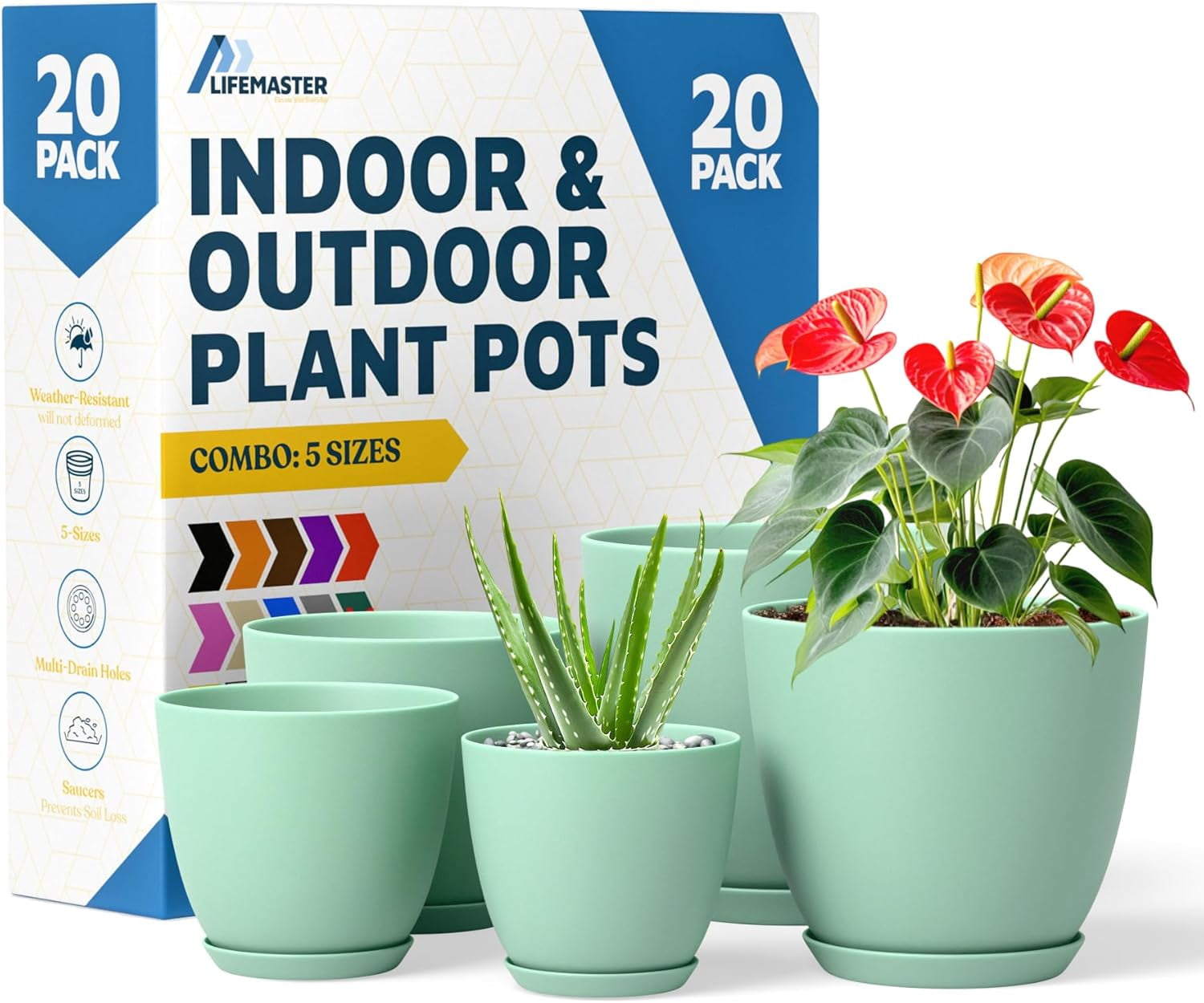 Planter Pots with Drainage Holes - Lightweight, Durable, & Space-Saving ...