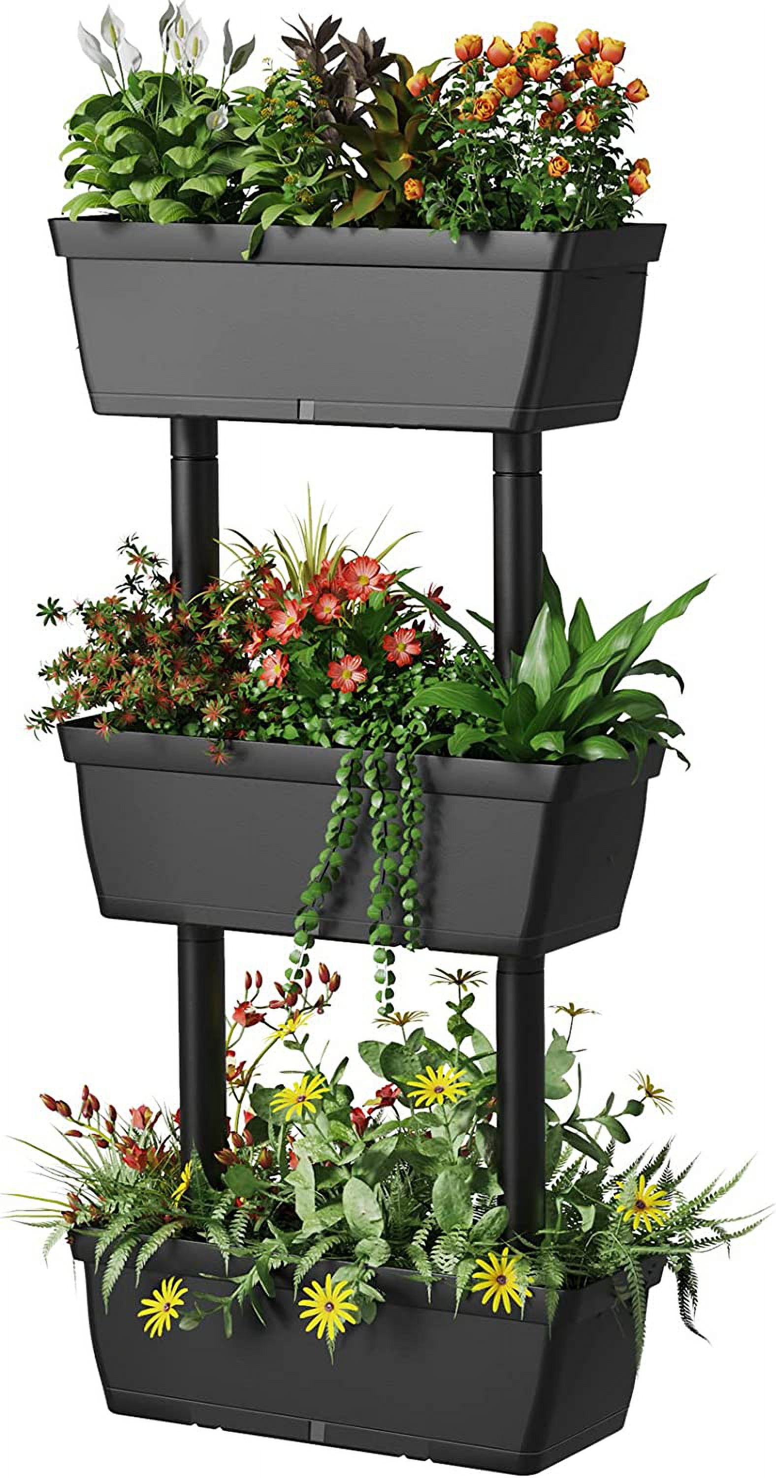 Planter Raised Bed, 3-Tier Vertical Garden Planter, Freestanding Flower ...
