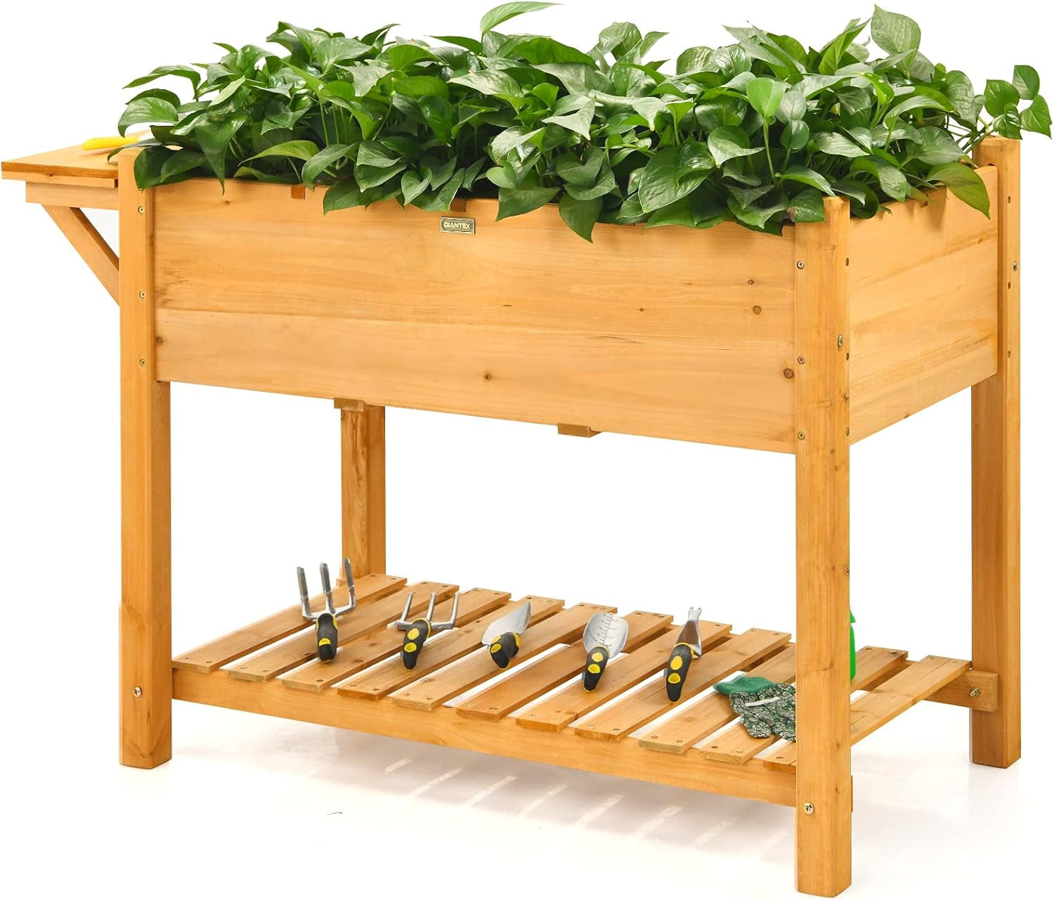 Planter Raised Bed, Elevated Raised Garden Box with 8 Grids and Side ...