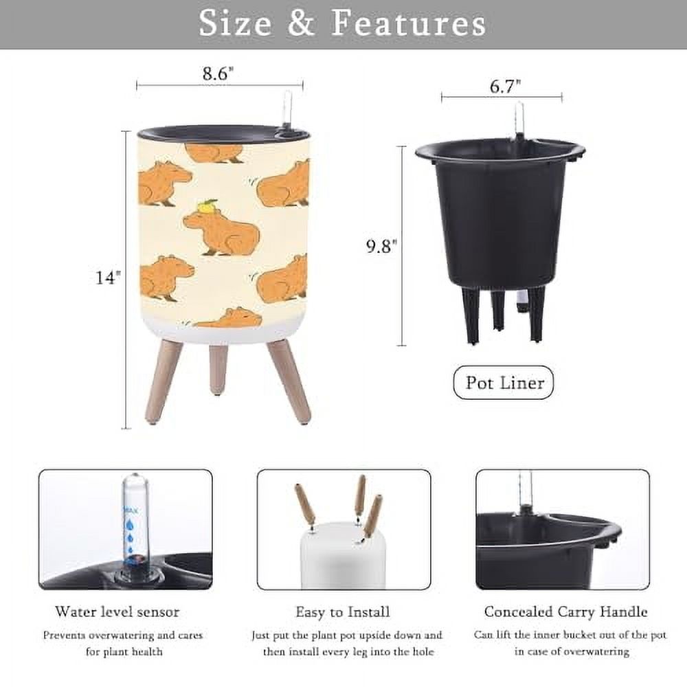 Planter with Stand Cute Capybara Pattern Capybara Sitting Drawing Boho ...