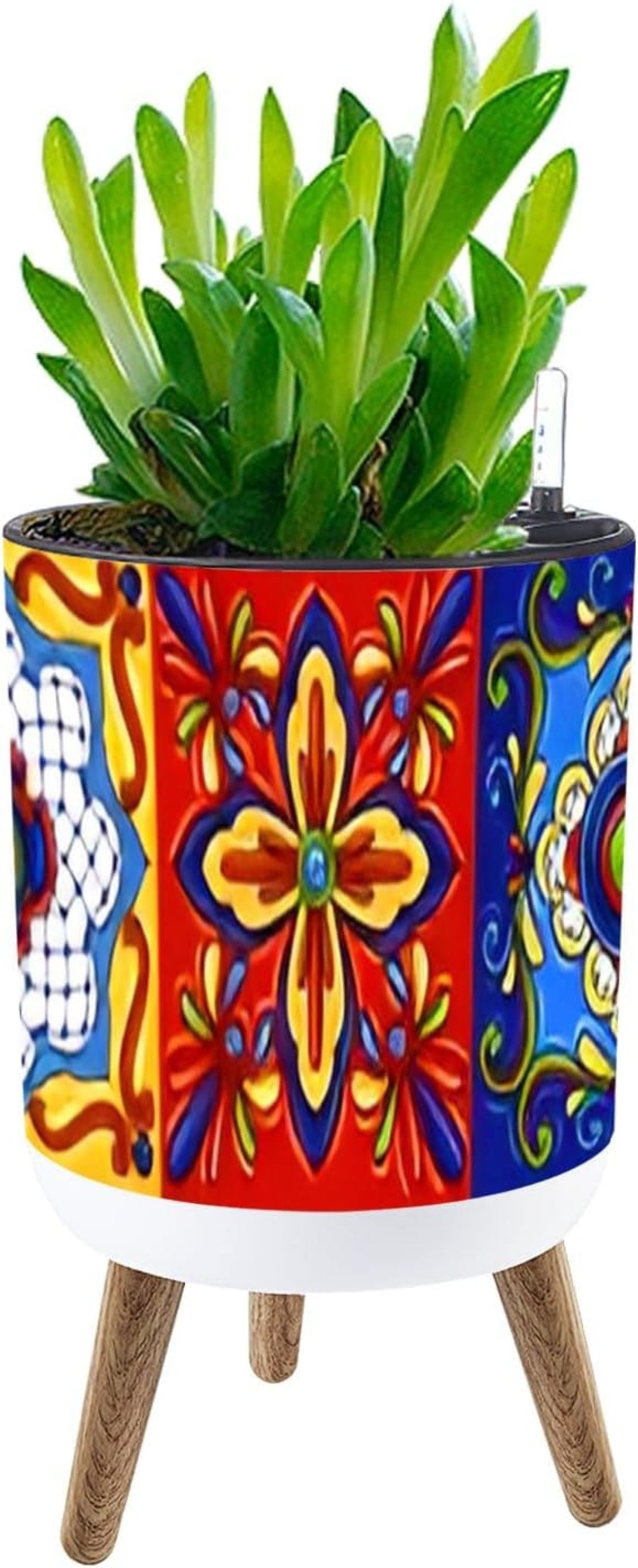 Planter with Stand Mexican talavera ceramic tile pattern Ethnic folk ...