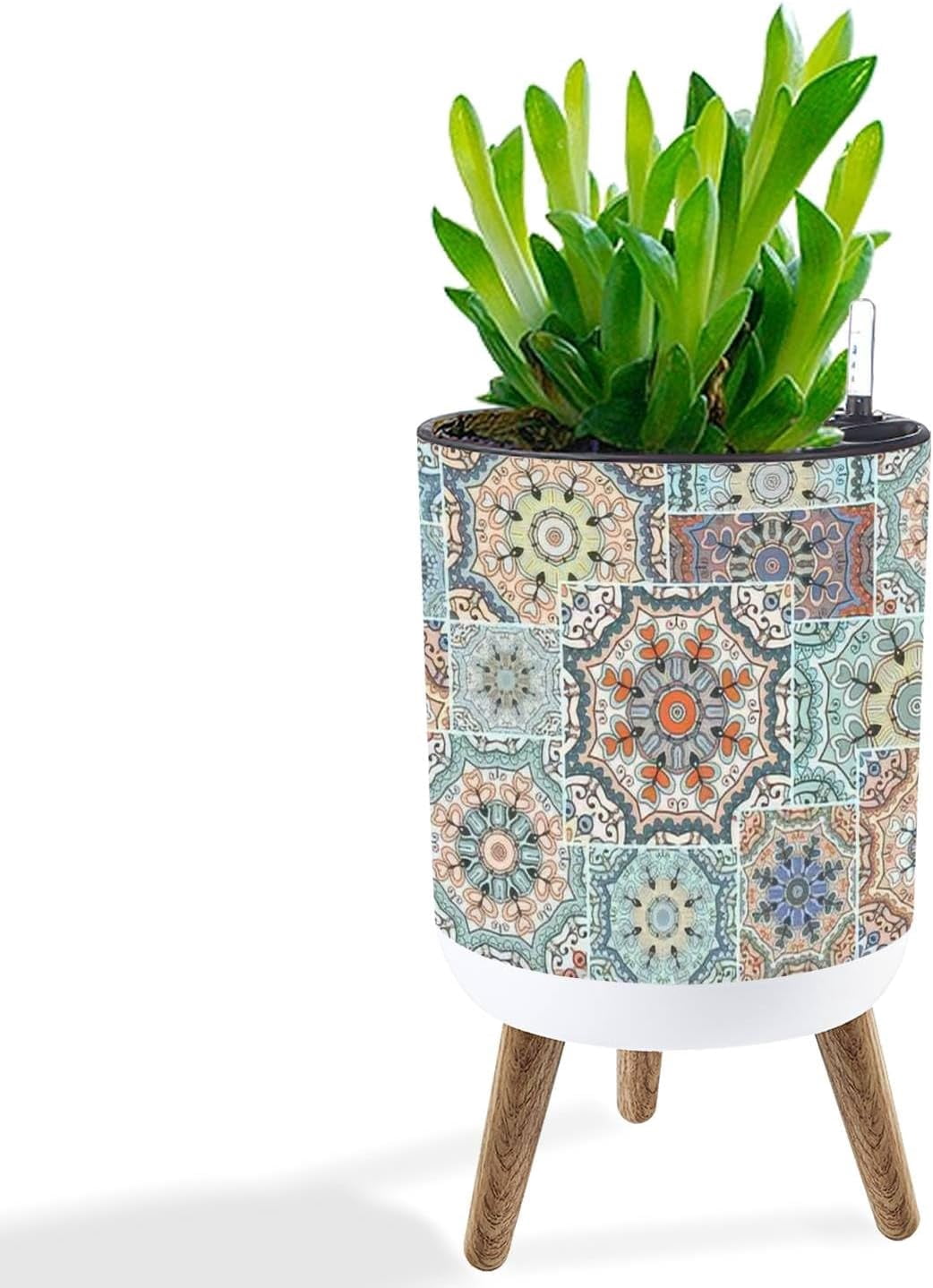 Planter with Stand patchwork Vintage collage Hand drawn Indian Turkish ...