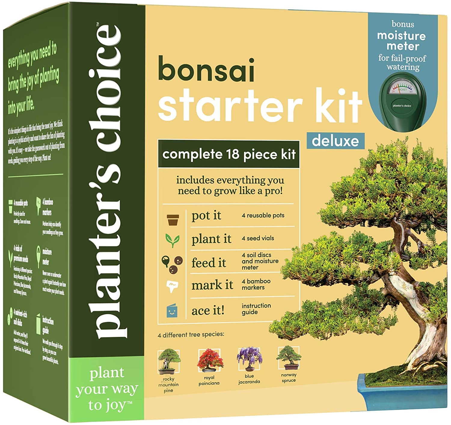 Planter's Choice Bonsai Tree Growing Kit - Grow 4 Indoor Bonsai Trees ...