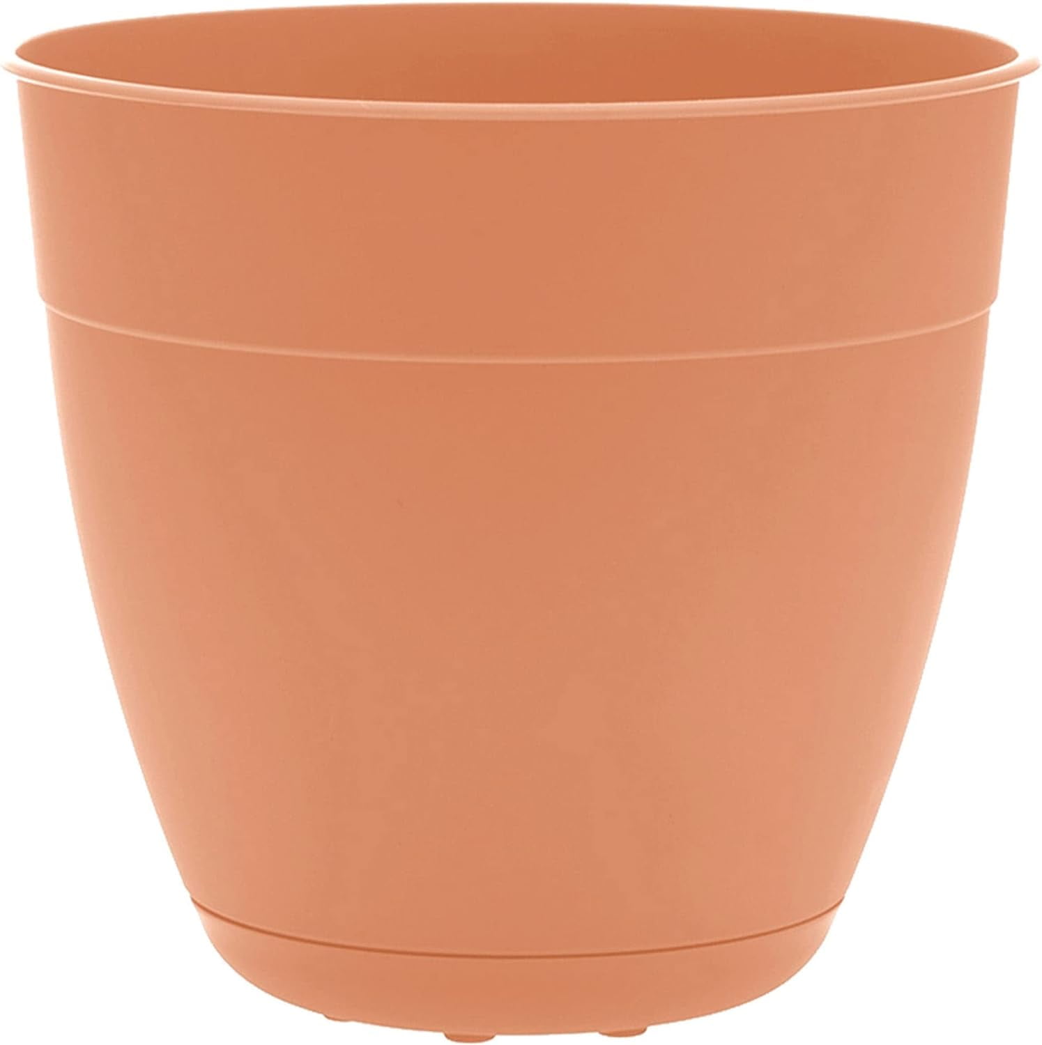 Planter with Saucer: 16" Coral Recycled Plastic Pot Removable Saucer ...