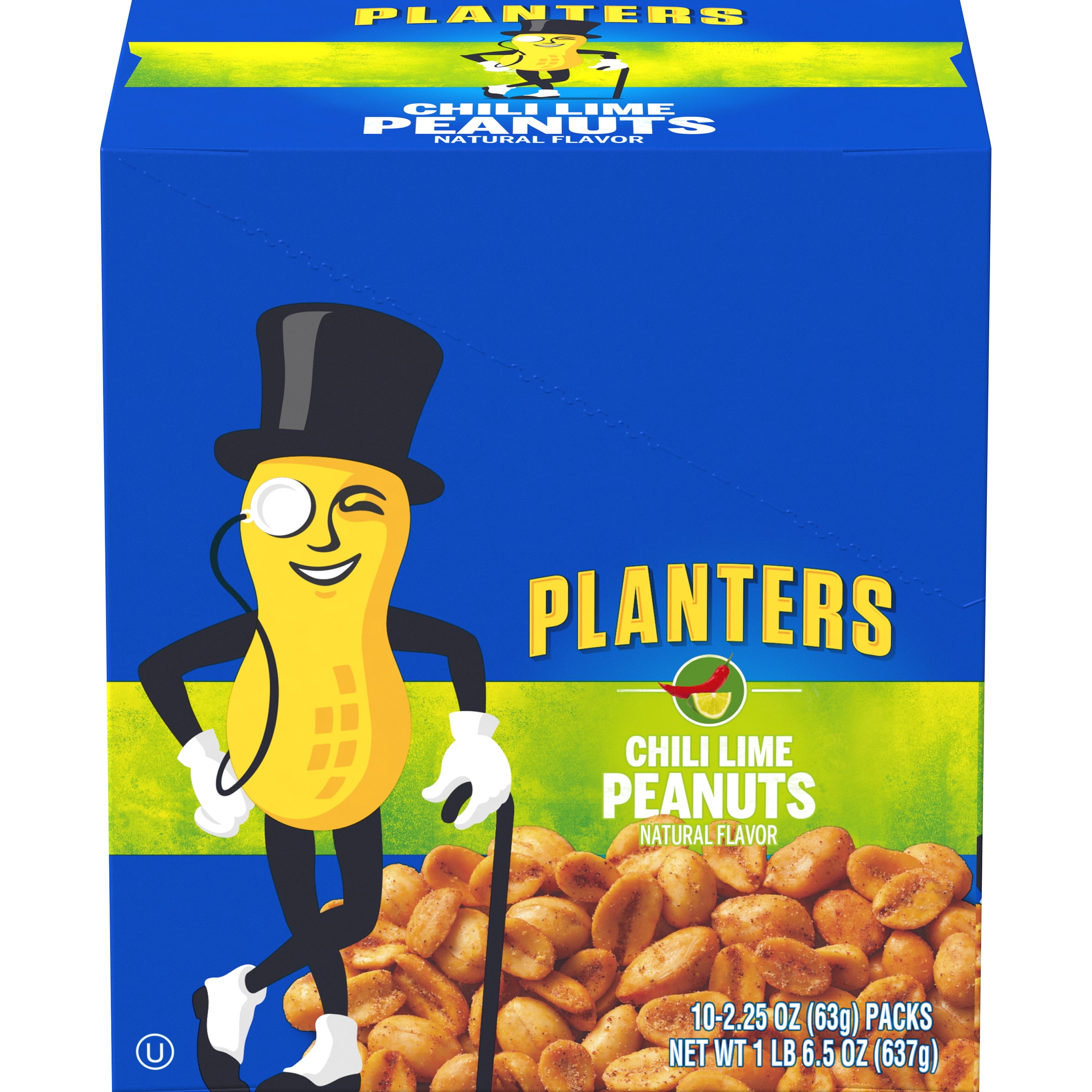Planters Chili Lime Peanuts - 10 Individual Snack Bags, 2.25 oz Packs ...