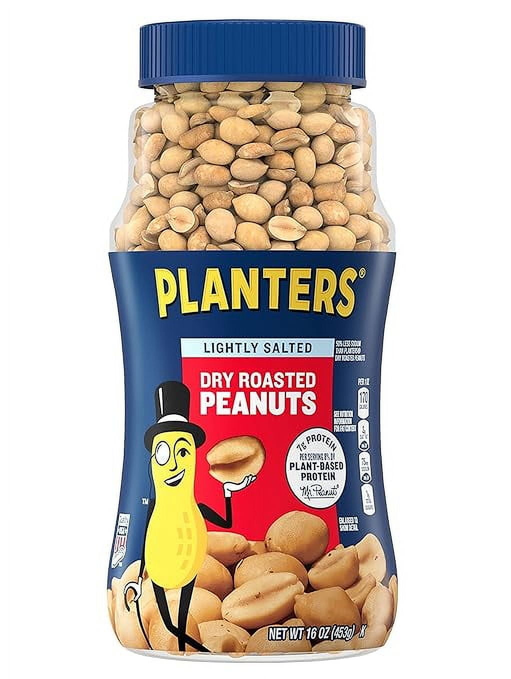 Planters Dry Roasted Peanuts Lightly Salted, 16 Ounce - Walmart.com