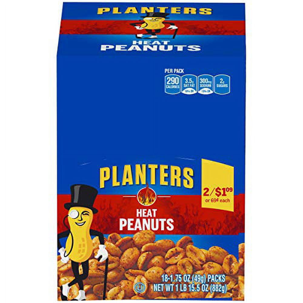 PLANTERS Heat Peanuts, Salty Roasted Individual Packs, 1.75 oz, Pack of ...