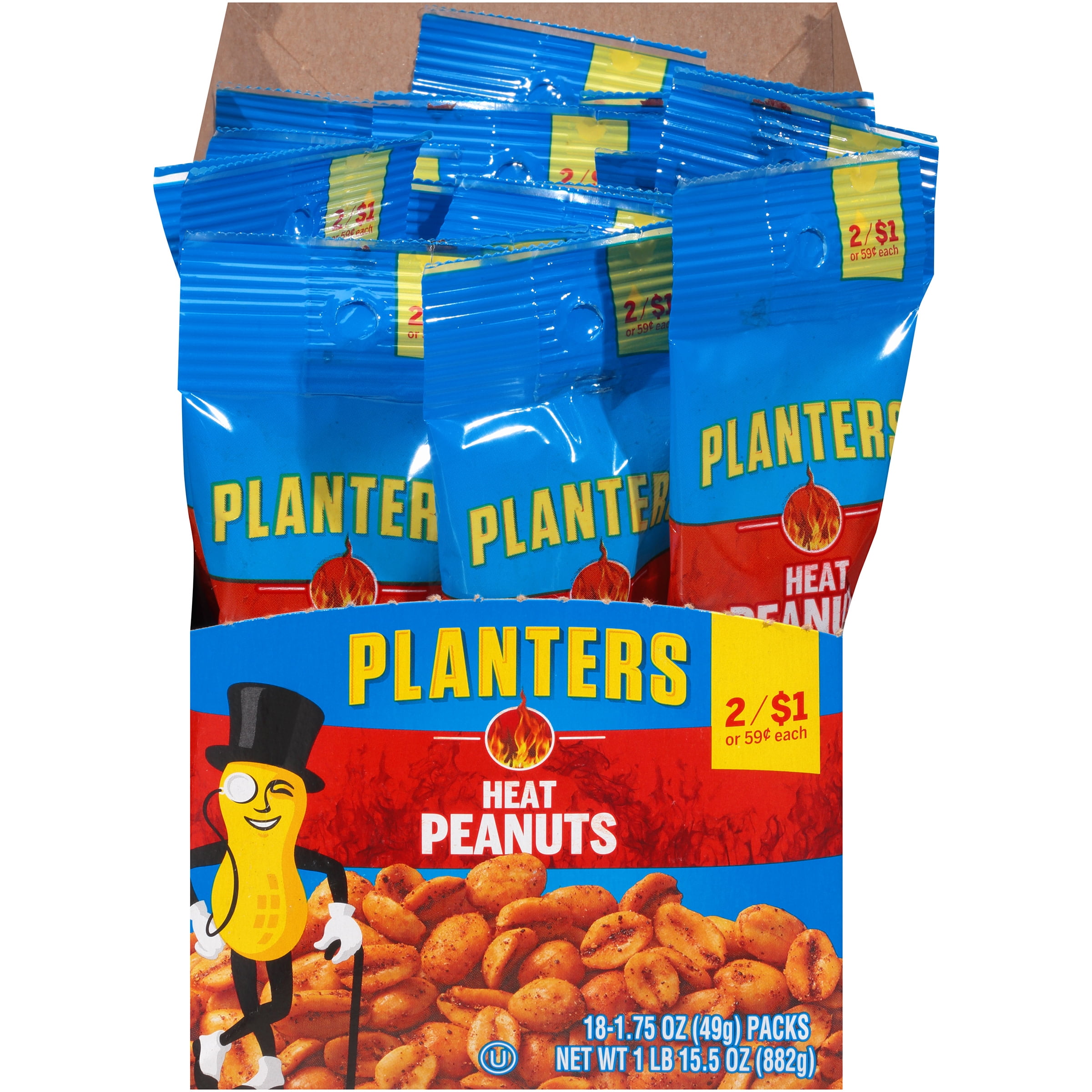 Planters Heat Peanuts, Individual Nutrition, 1.75 Oz, 18 Count ...