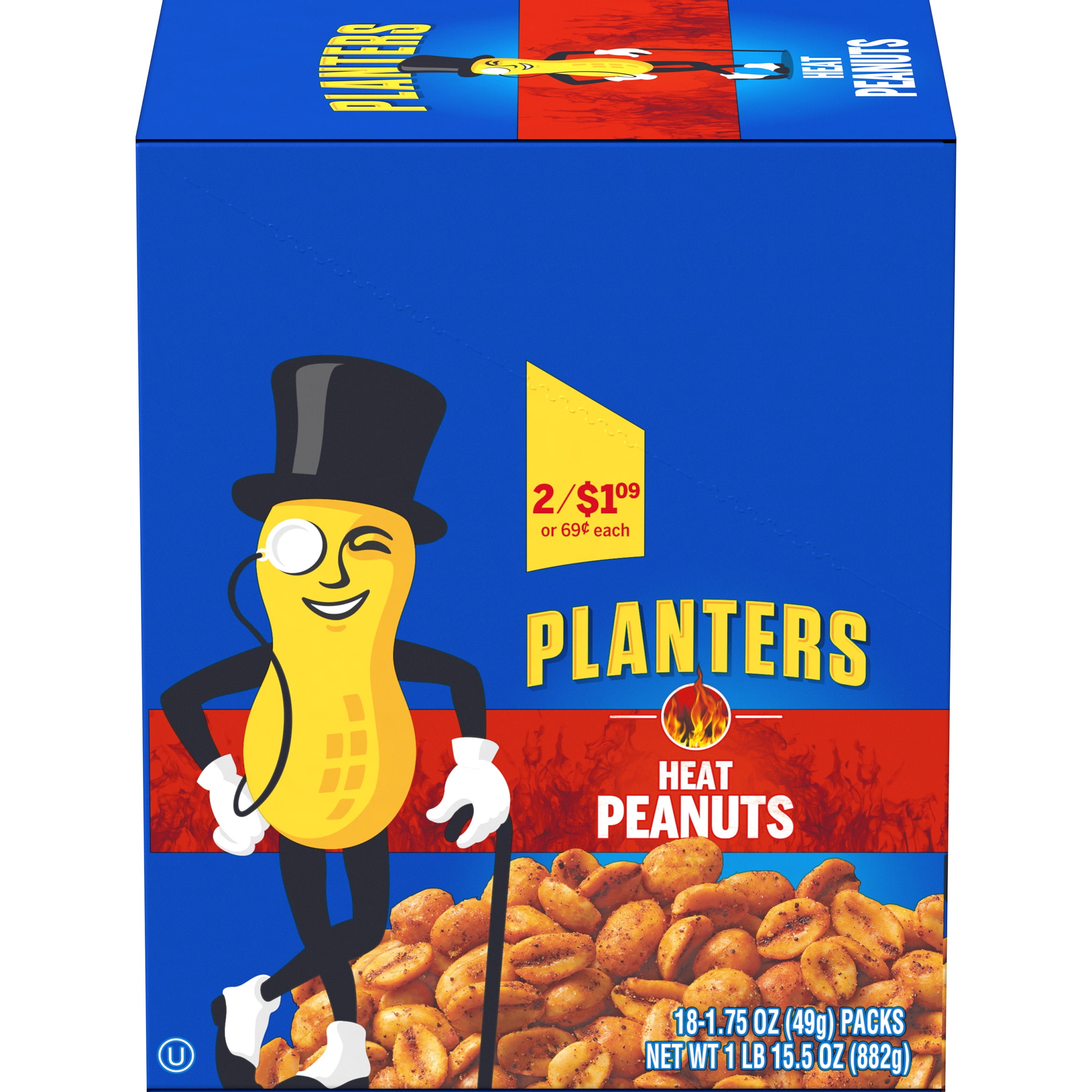 Planters Heat Peanuts, Salty Snack, 18 ct Box, 1.75 oz Packs - Walmart.com