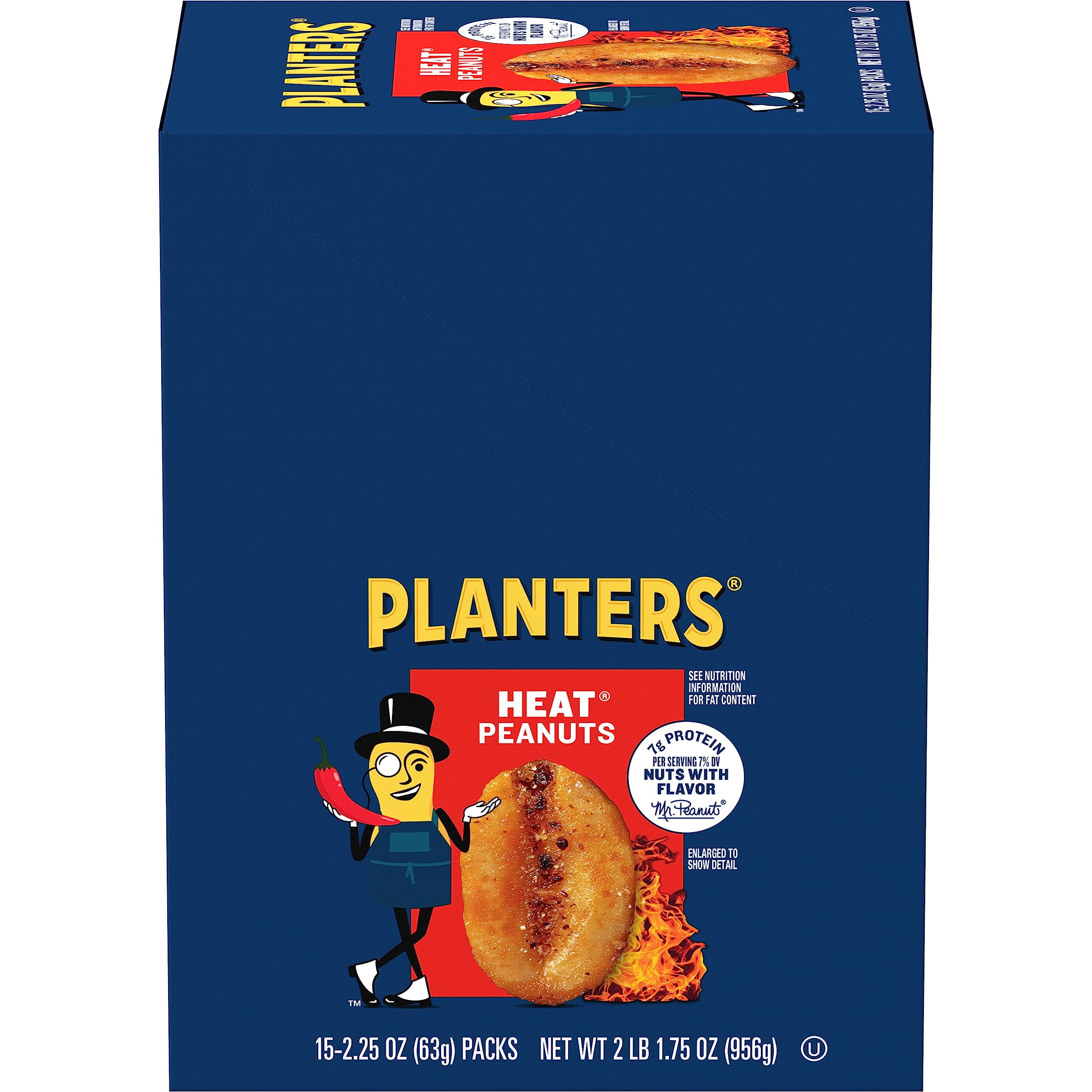 PLANTERS Heat Peanuts, Spicy Snacks, Hot Peanuts, 2.25 oz, 15-Pack ...