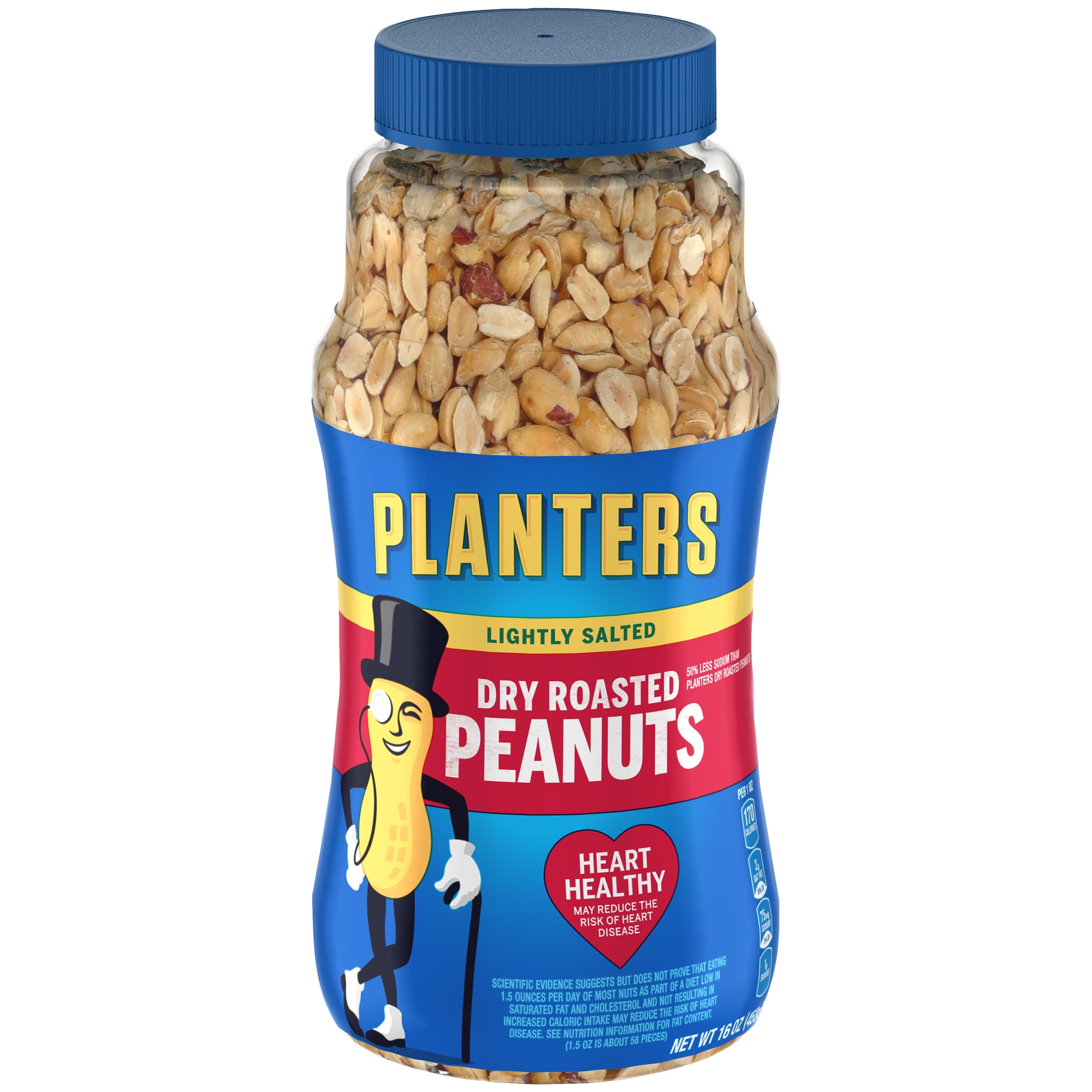 Planters Lightly Salted Dry Roasted Peanuts, 16.0 oz Jar (Pack of 2 ...