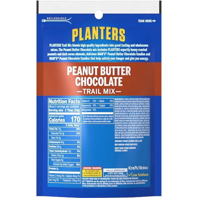 Planters Peanut Butter Chocolate Trail Mix, 6 Ounces, 12 per case ...