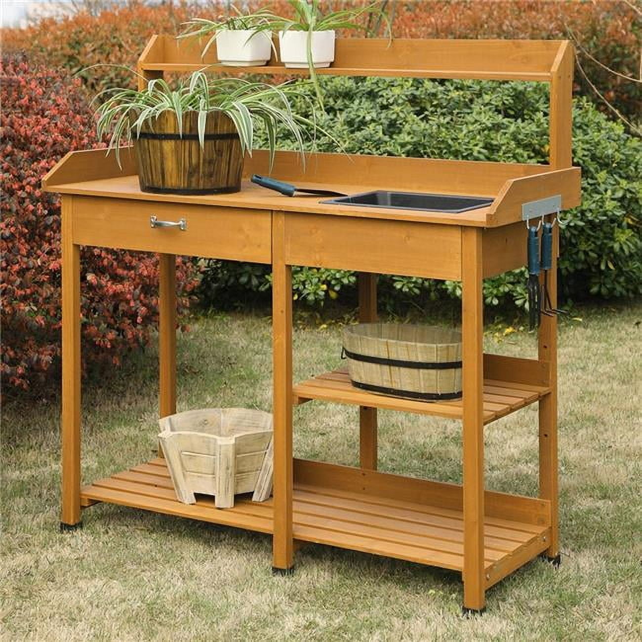 Planters & Potts Deluxe Potting Bench, Natural Fir - Walmart.com
