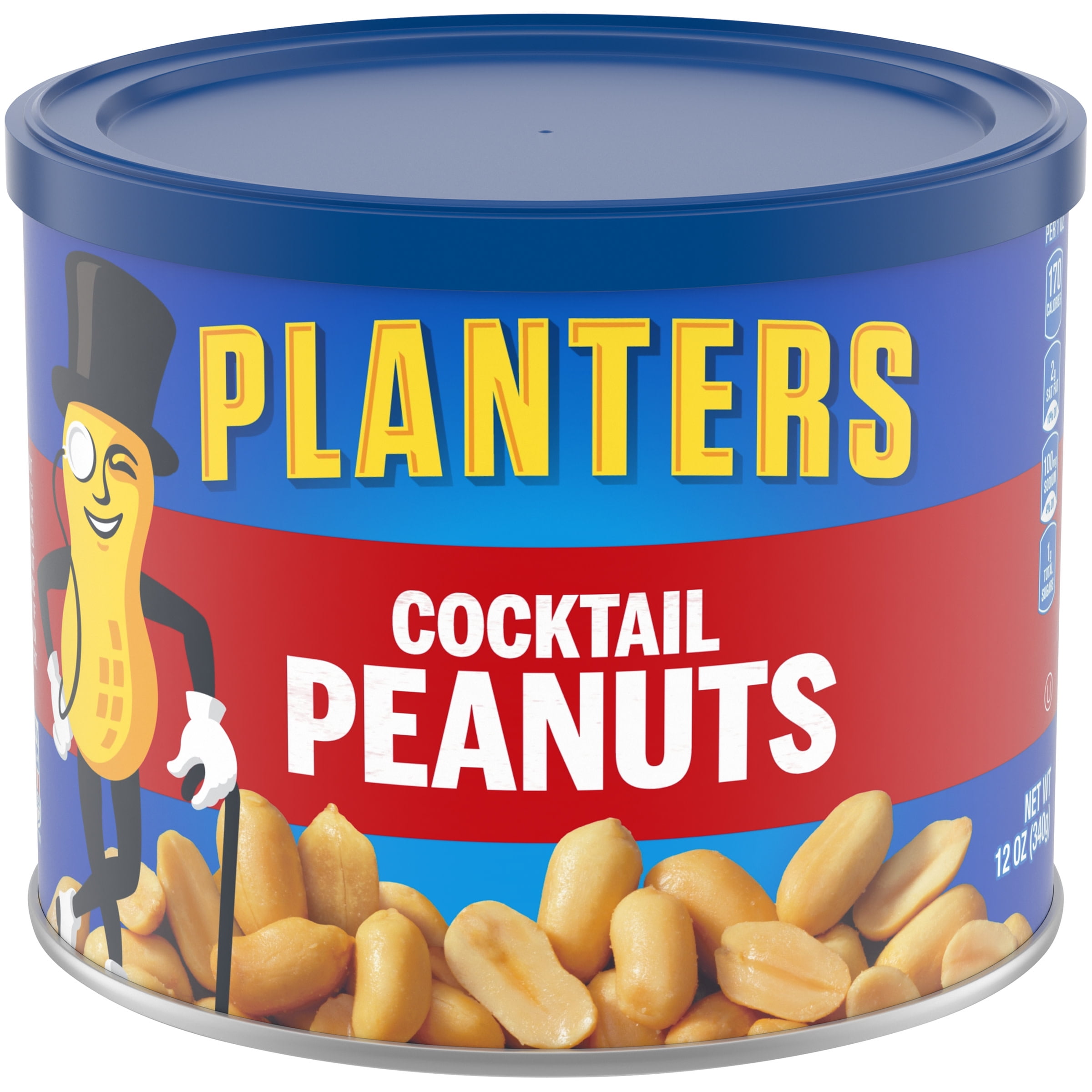 Planters Roasted Salted Cocktail Peanuts, 12 Oz Canister - Ideal Party Snack, Good Source of ...