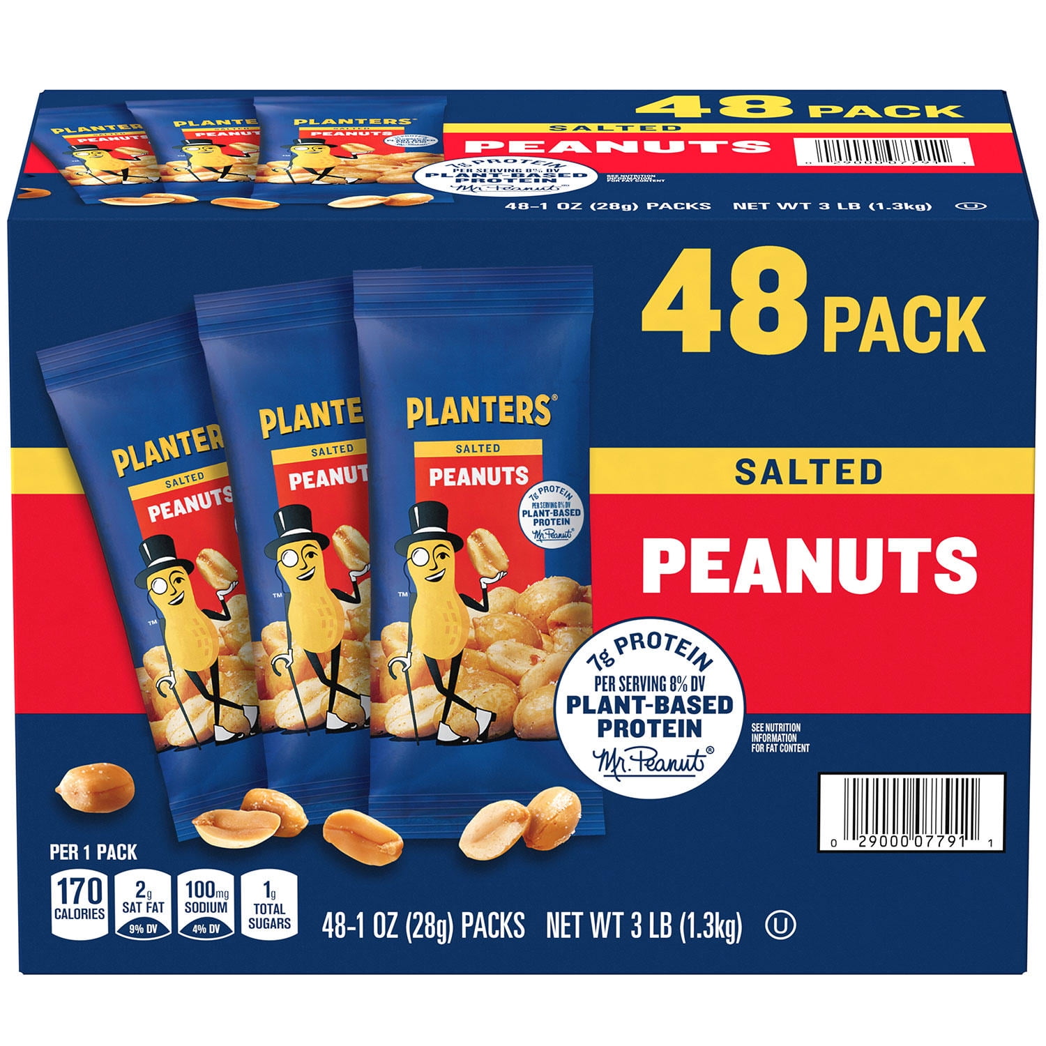 Planters Salted Peanuts, Crunchy Nut Snack, Single-Serve Packs (1 oz ...