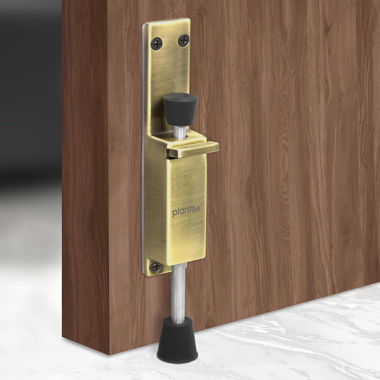 Plantex Kickdown Door Stopper Spring Loaded Telescopic Step OnOff Door Stopper Rubber Adjustable ...