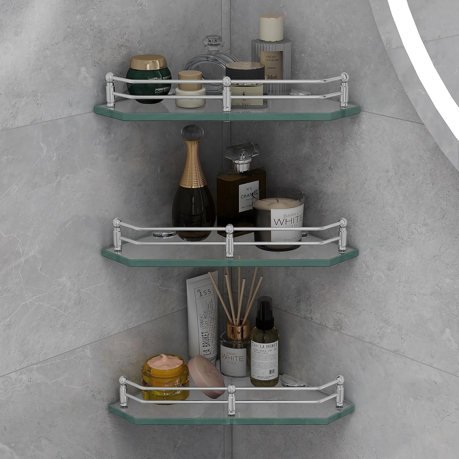 Plantex Premium Diamond Transparent Glass Corner Shelf for ...