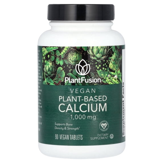 PlantFusion Vegan Plant-Based Calcium Supplement - 1000mg, 90 Tablets ...