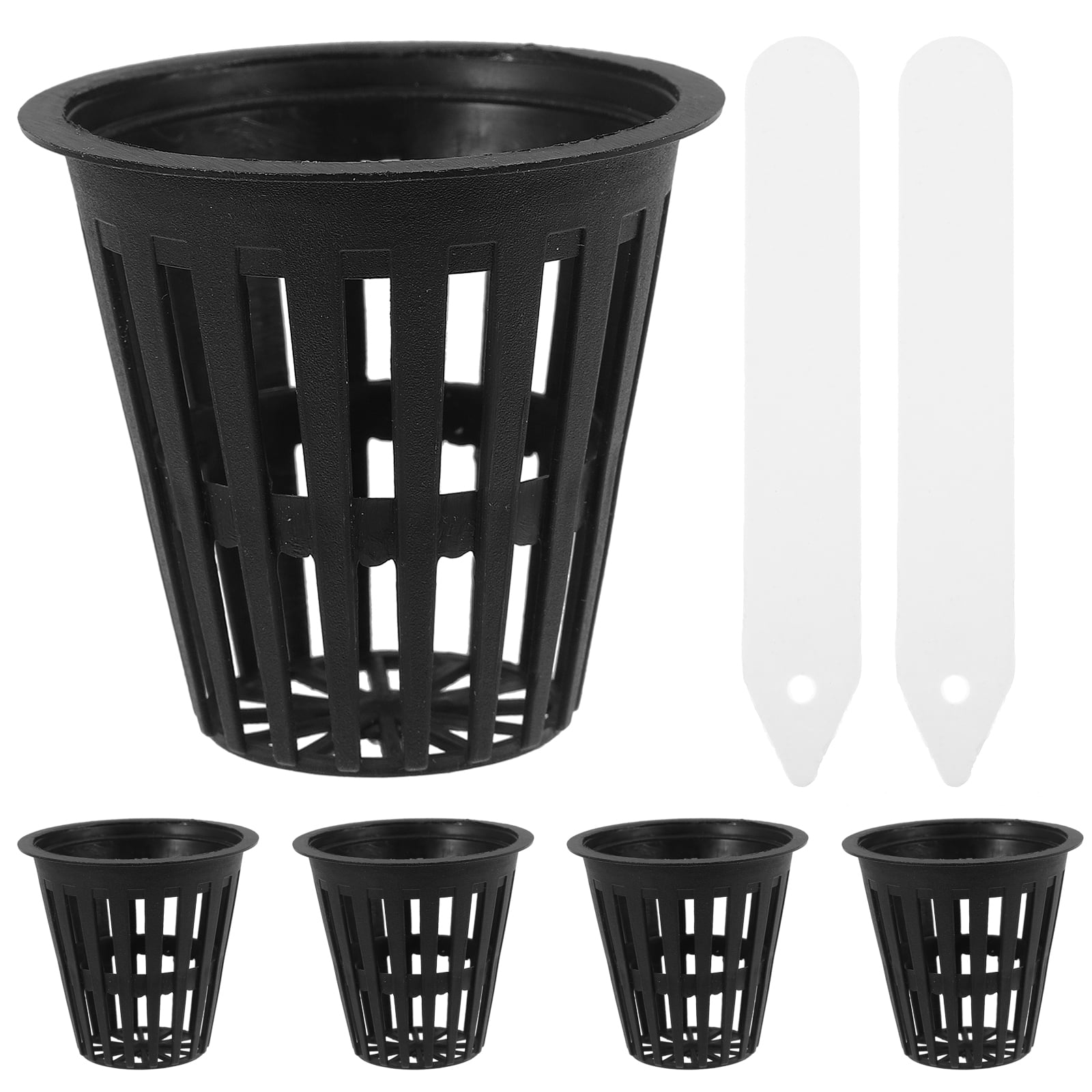 MEIBUTYUP Hydroponic Net Pots Black Plastic Slotted Mesh for Promote ...