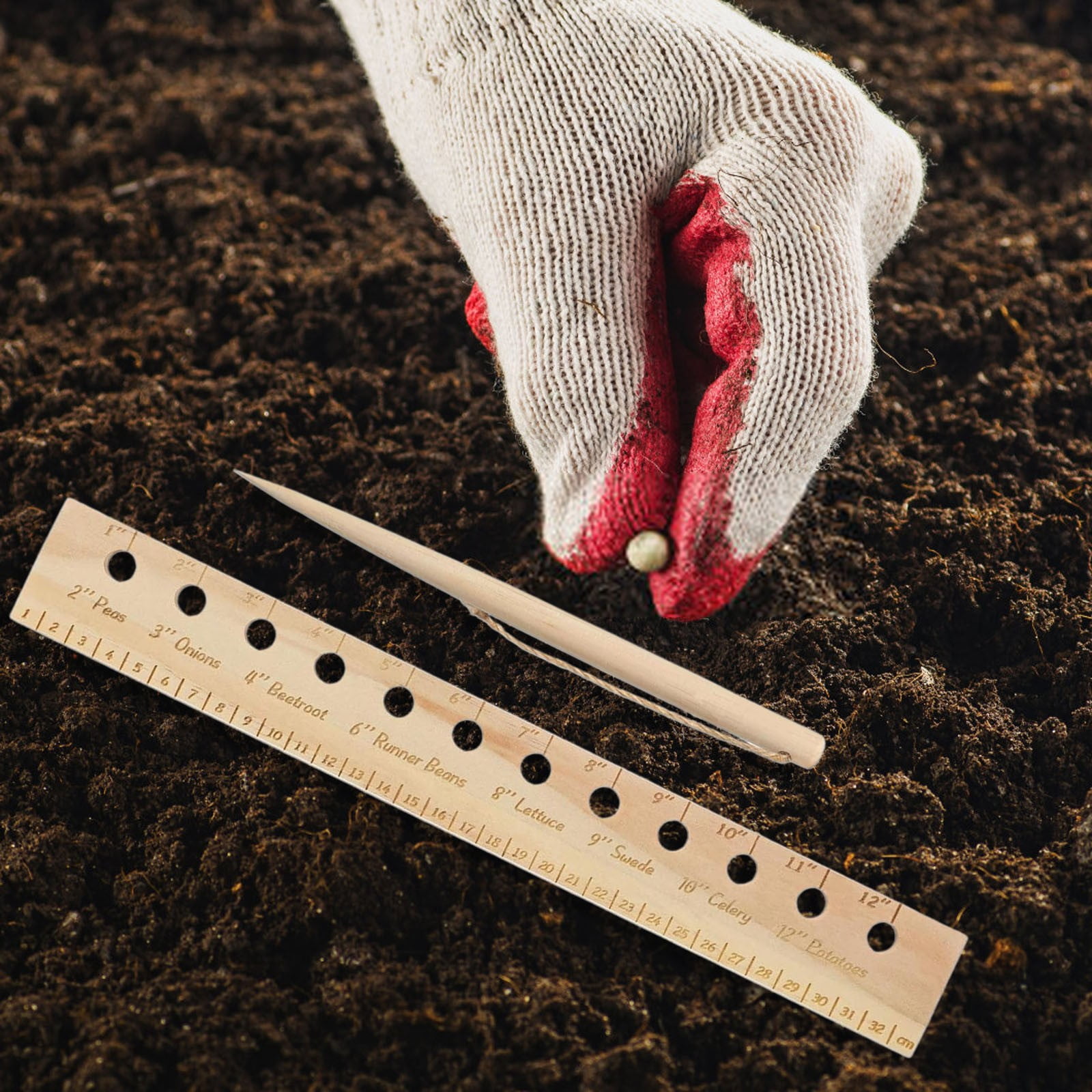 Planting Ruler with Holes, Wooden Seeder Spacer Tool for Accurate ...