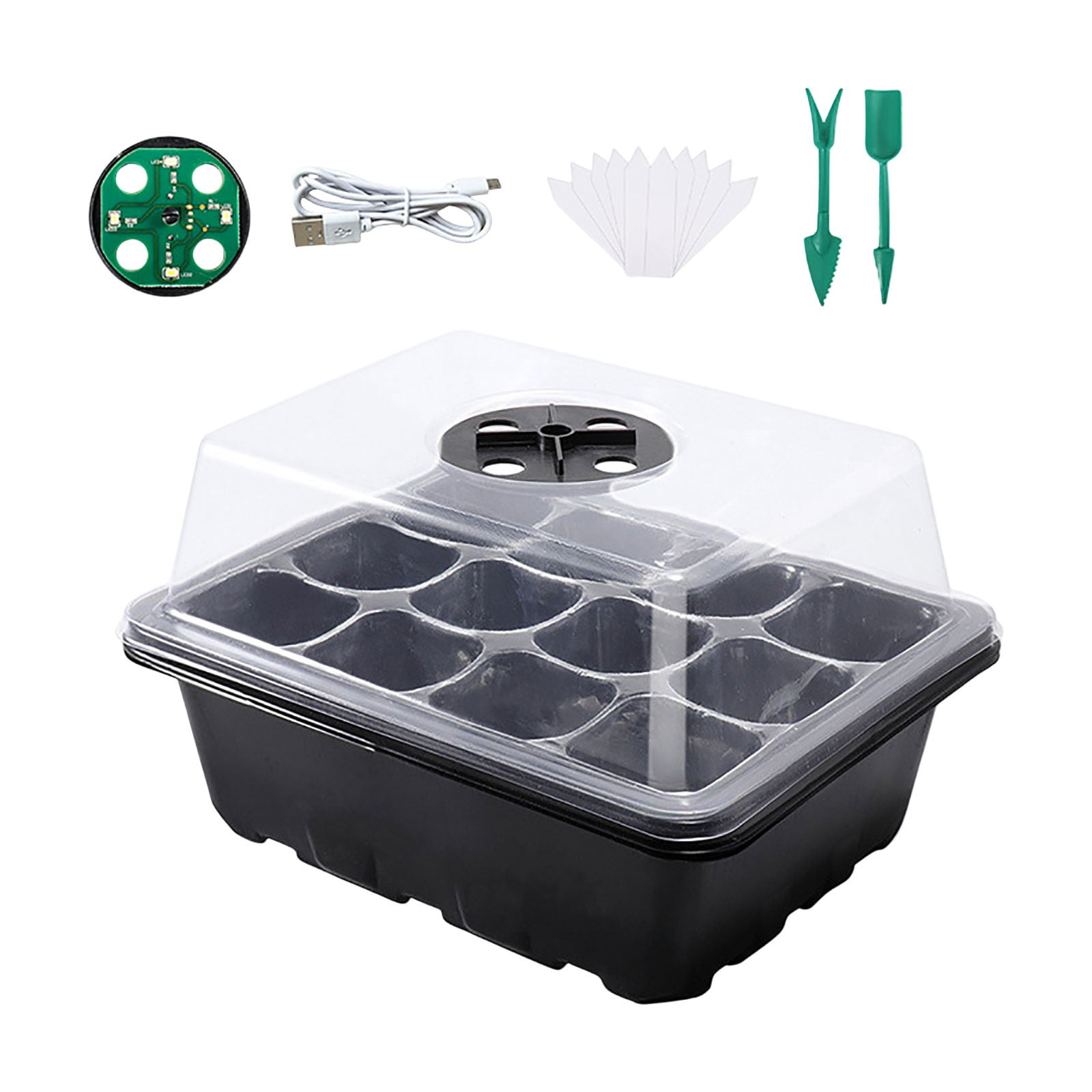 Planting Tools Garden Gadgets 6-hole/12-hole Seedling Tray With Light ...
