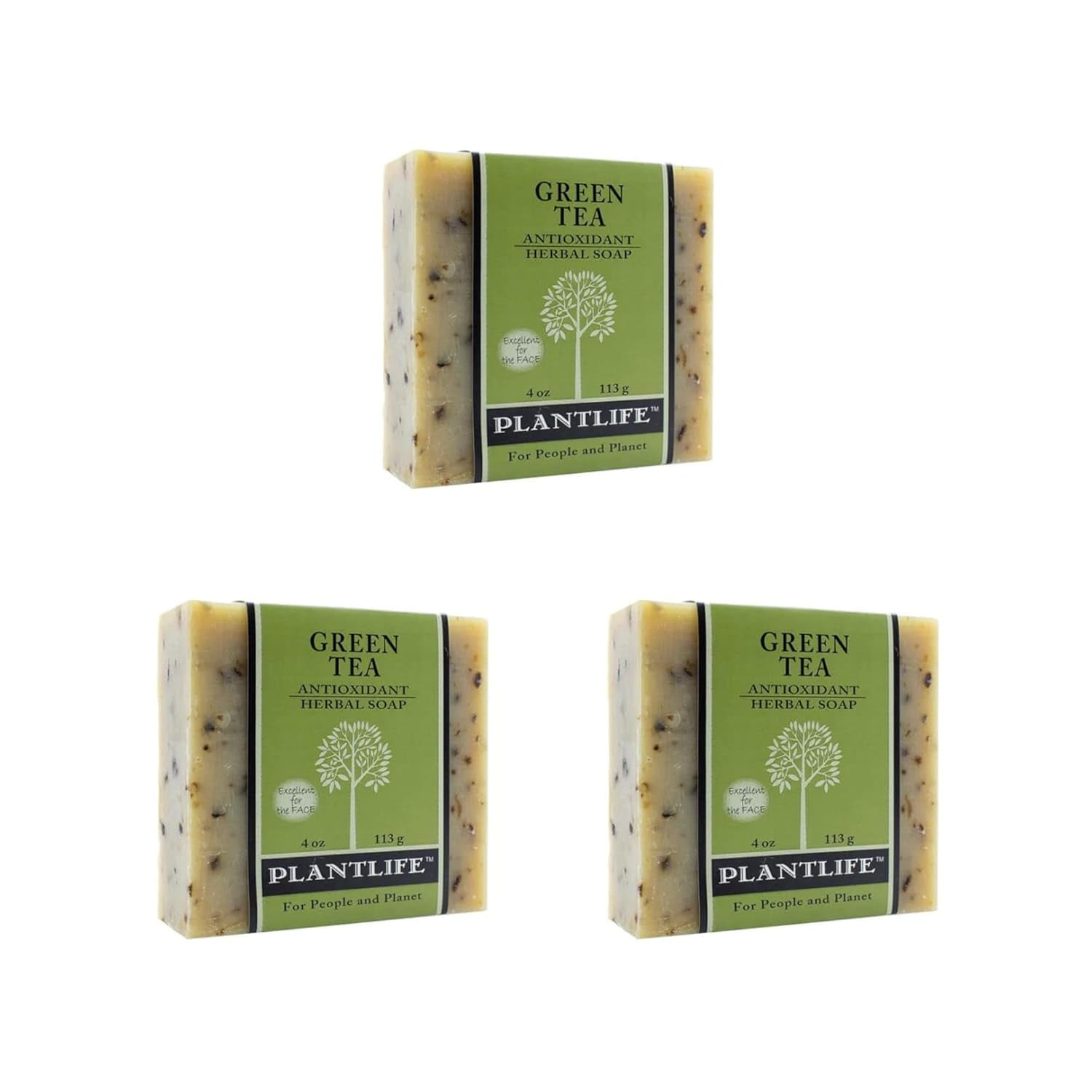 Plantlife Green Tea 3-Pack Bar Soap - Moisturizing and Soothing Soap ...