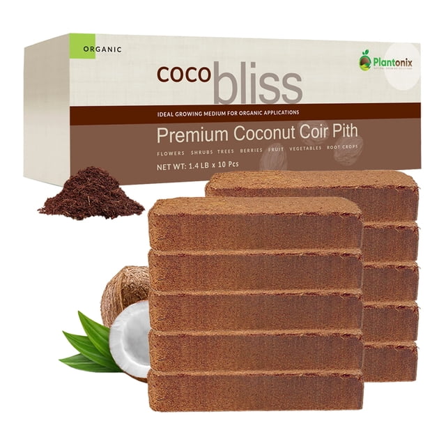 Plantonix Coco Bliss Coco Coir/ Pith Soil Medium 650g 10 Bricks 3.2 cu ...
