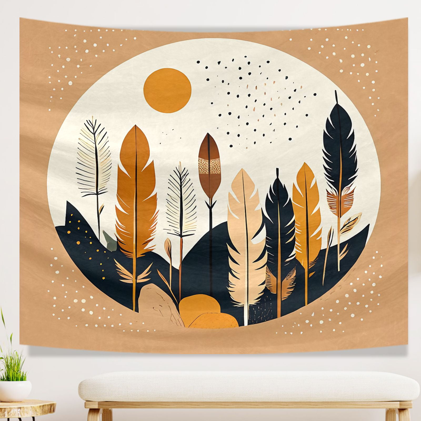 Plants Boho Ethnic Washable Living Room Tapestry Decorative Beautiful ...