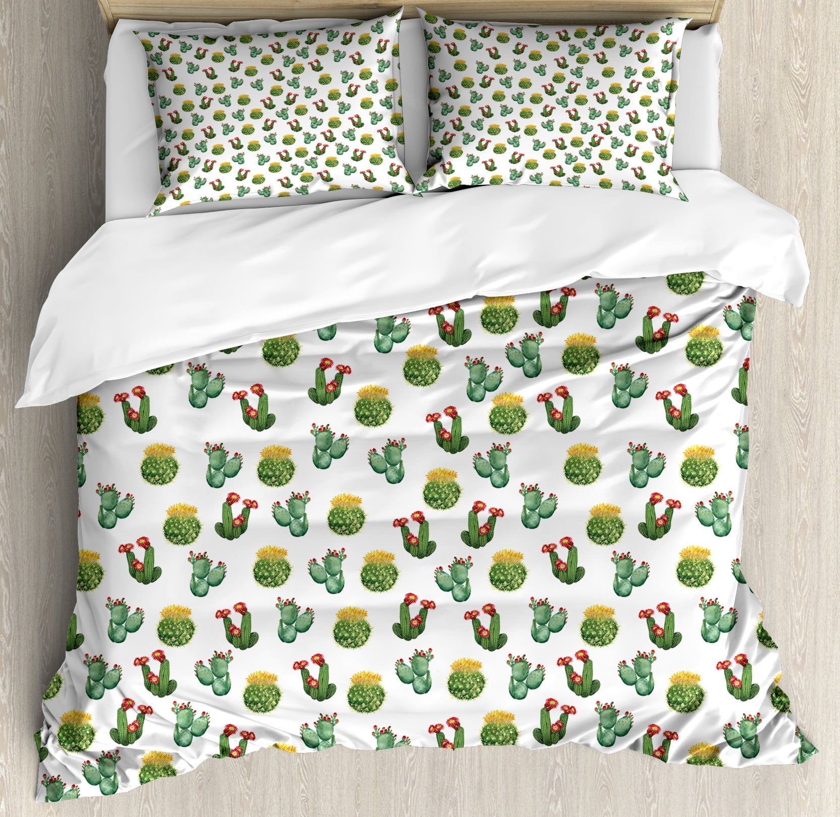 Plants Duvet Cover Set, Floral Theme Watercolor Style Effect ...