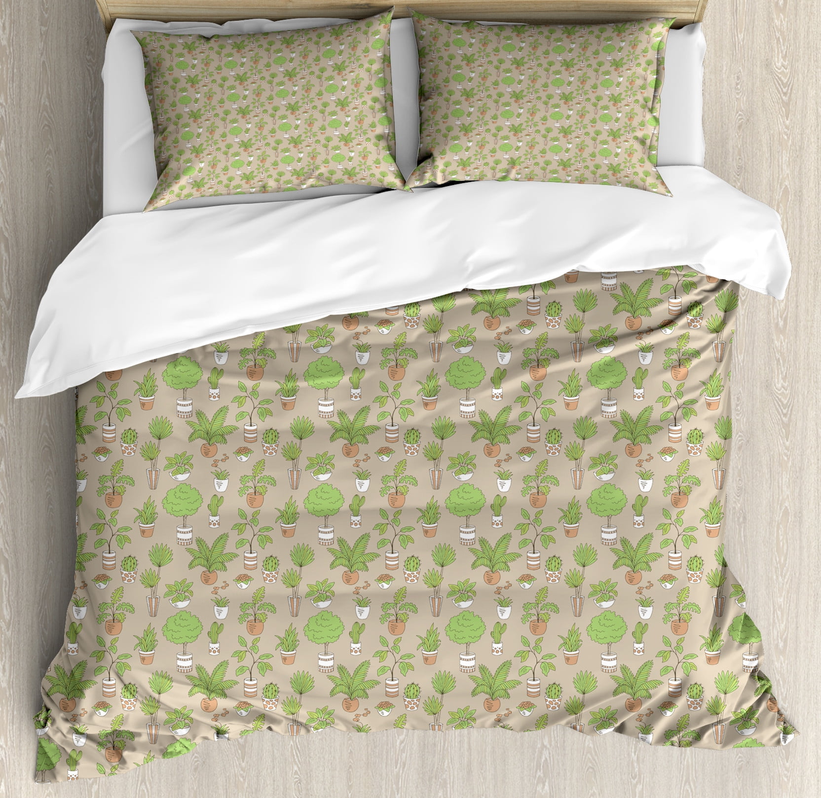 Plants Duvet Cover Set, Monstera Cactus Succulent Small Trees Ivy ...